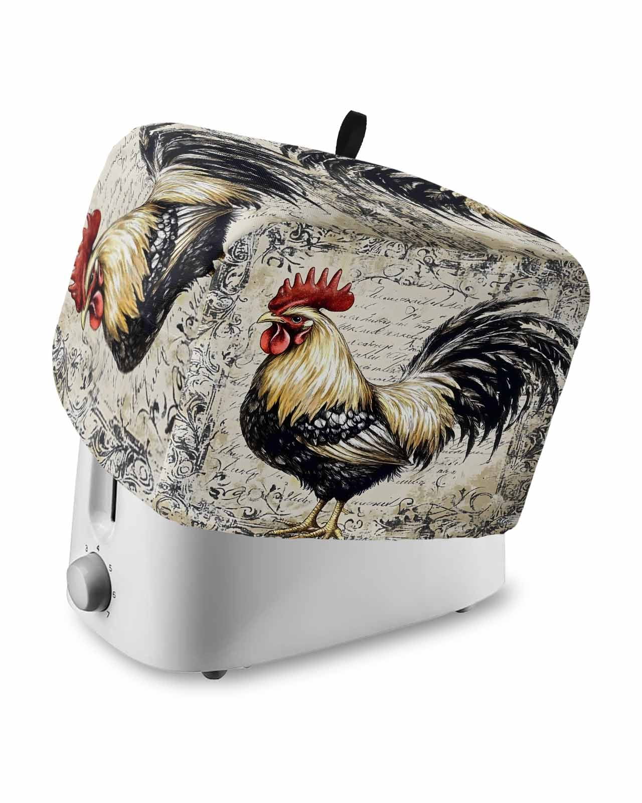 Fsddascl Black White Vintage Rooster Toaster Cover 2 Slice, Small Kitchen Appliance Covers ...