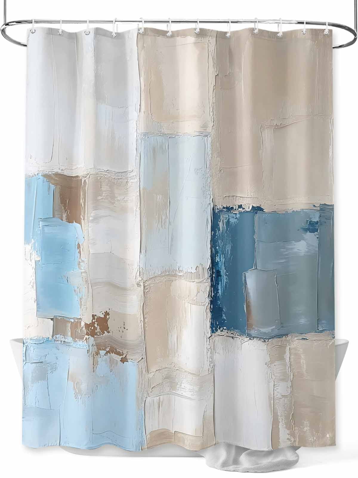 Fsddascl Blue Beige Abstract Shower Curtain Set - 72" x 78" Washable ...