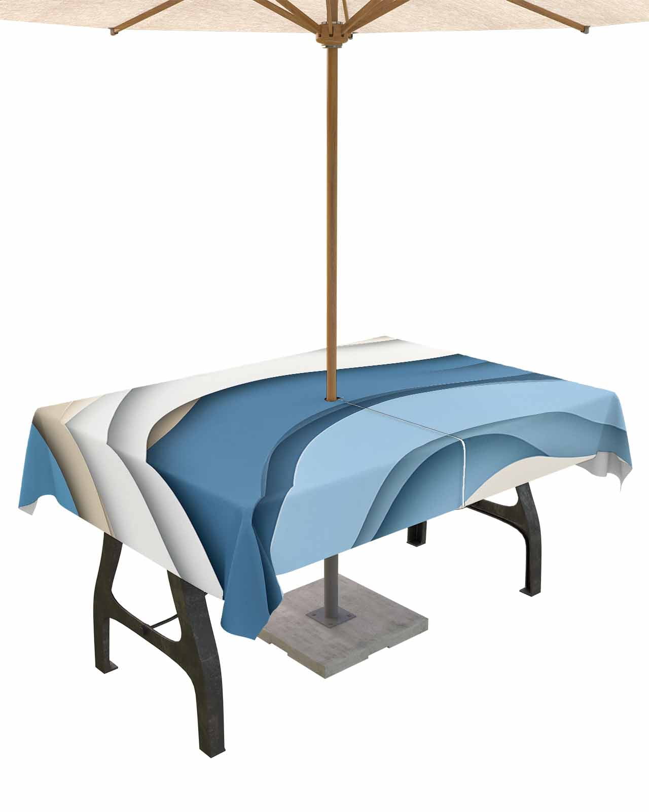 Fsddascl Blue Beige Ombre Outdoor Tablecloth - 52x70 Inch Rectangle ...