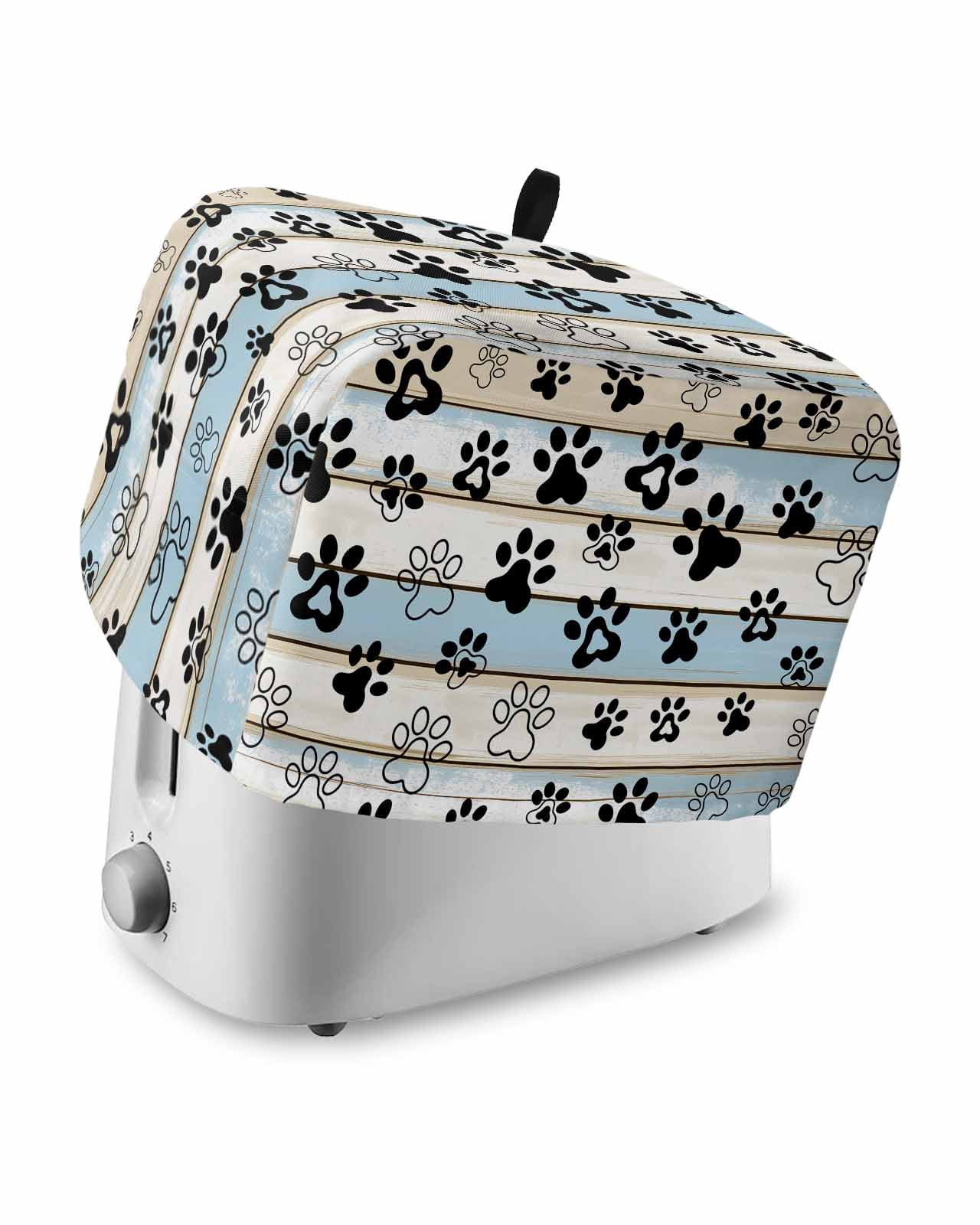 Fsddascl Blue Beige Paw Print Toaster Cover 4 Slice, Large Kitchen ...