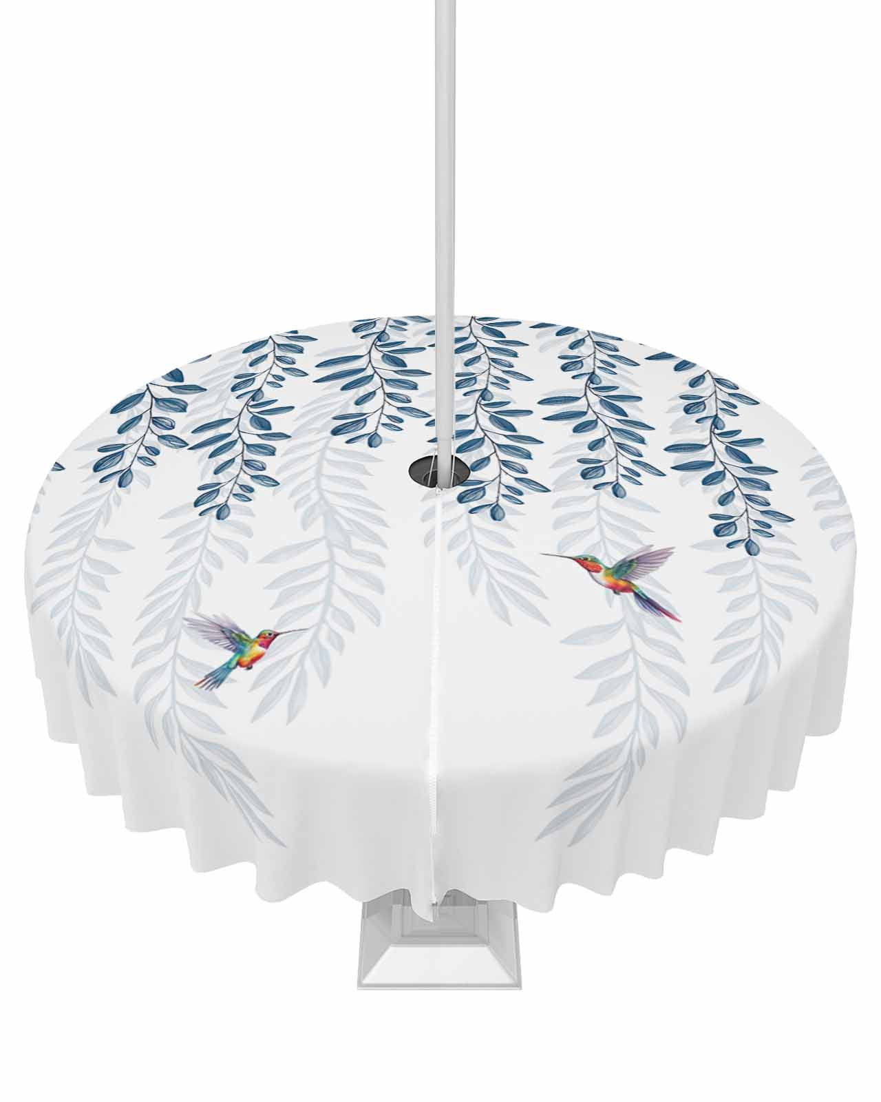 Fsddascl Blue Botanical Outdoor Tablecloth - 54 Inch Round Dining Table ...