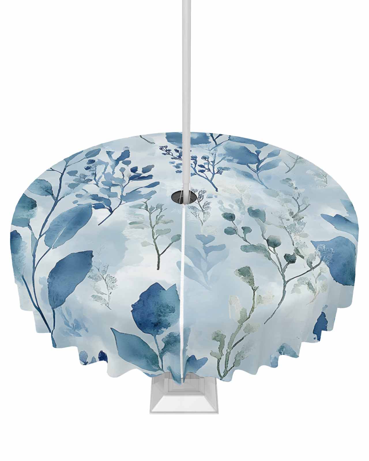 Fsddascl Blue Botanical Outdoor Tablecloth - 54 Inch Round Dining Table ...