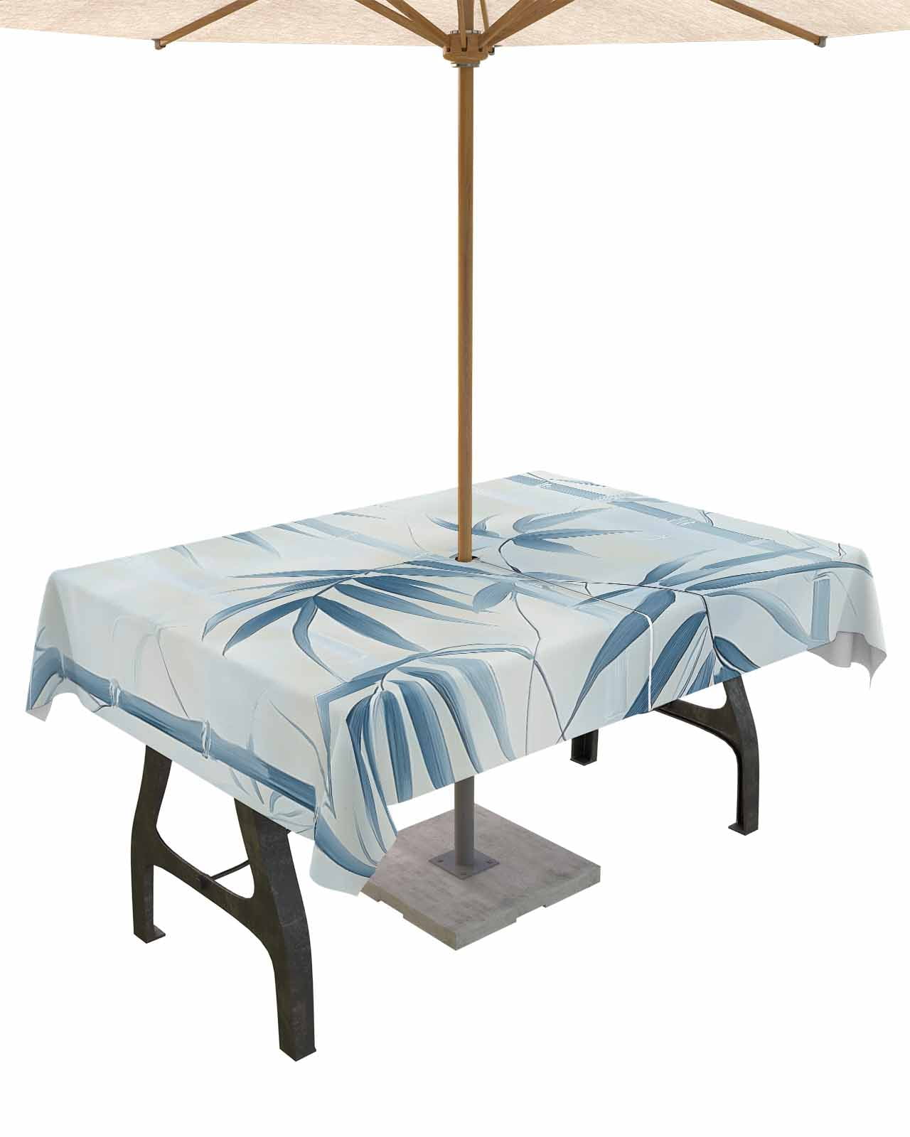 Fsddascl Blue Botanical Outdoor Tablecloth - 60x102 Inch Rectangle ...