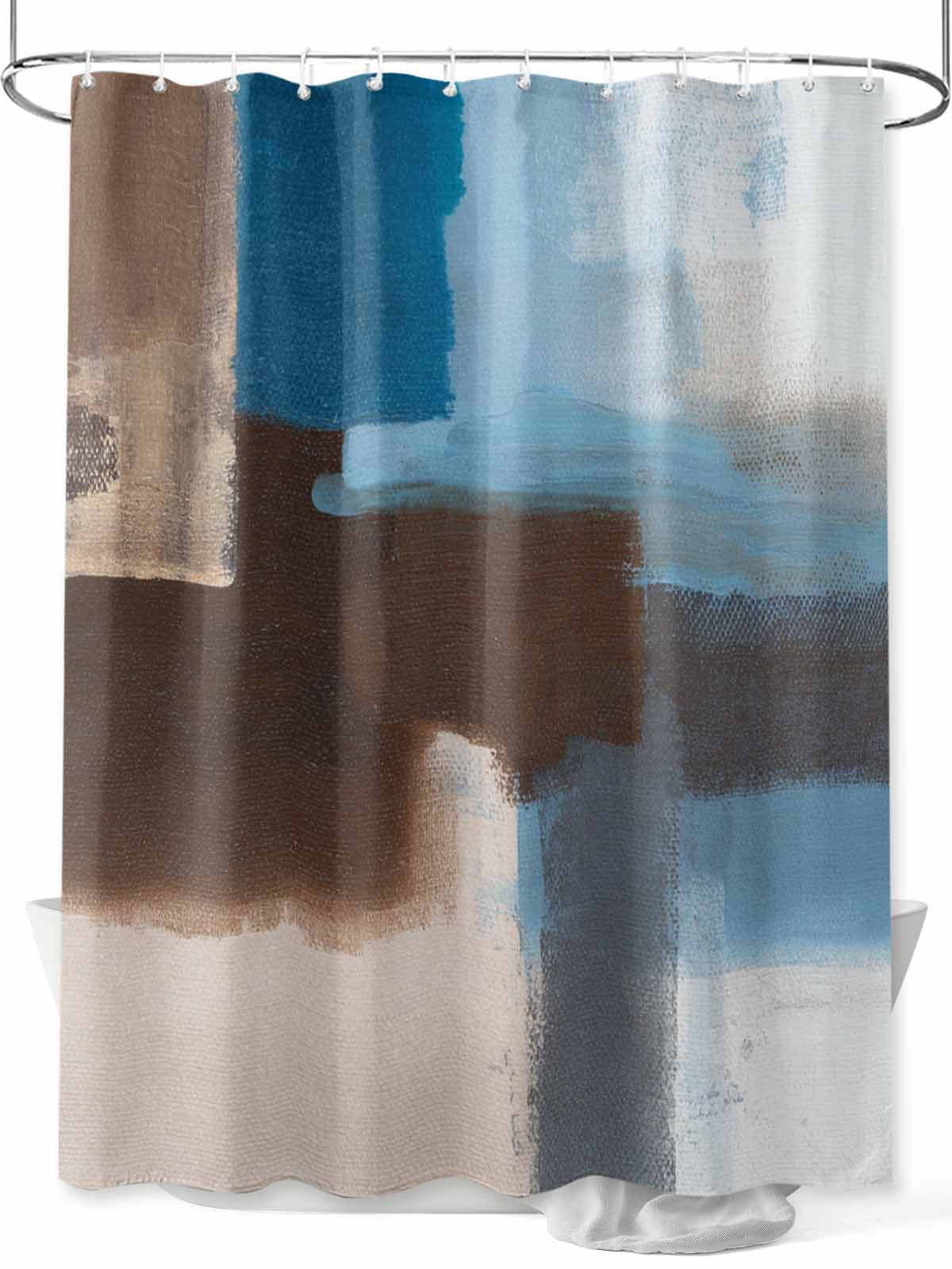 Fsddascl Blue Brown Shower Curtain Set - 72" x 78" Washable Bathtub ...