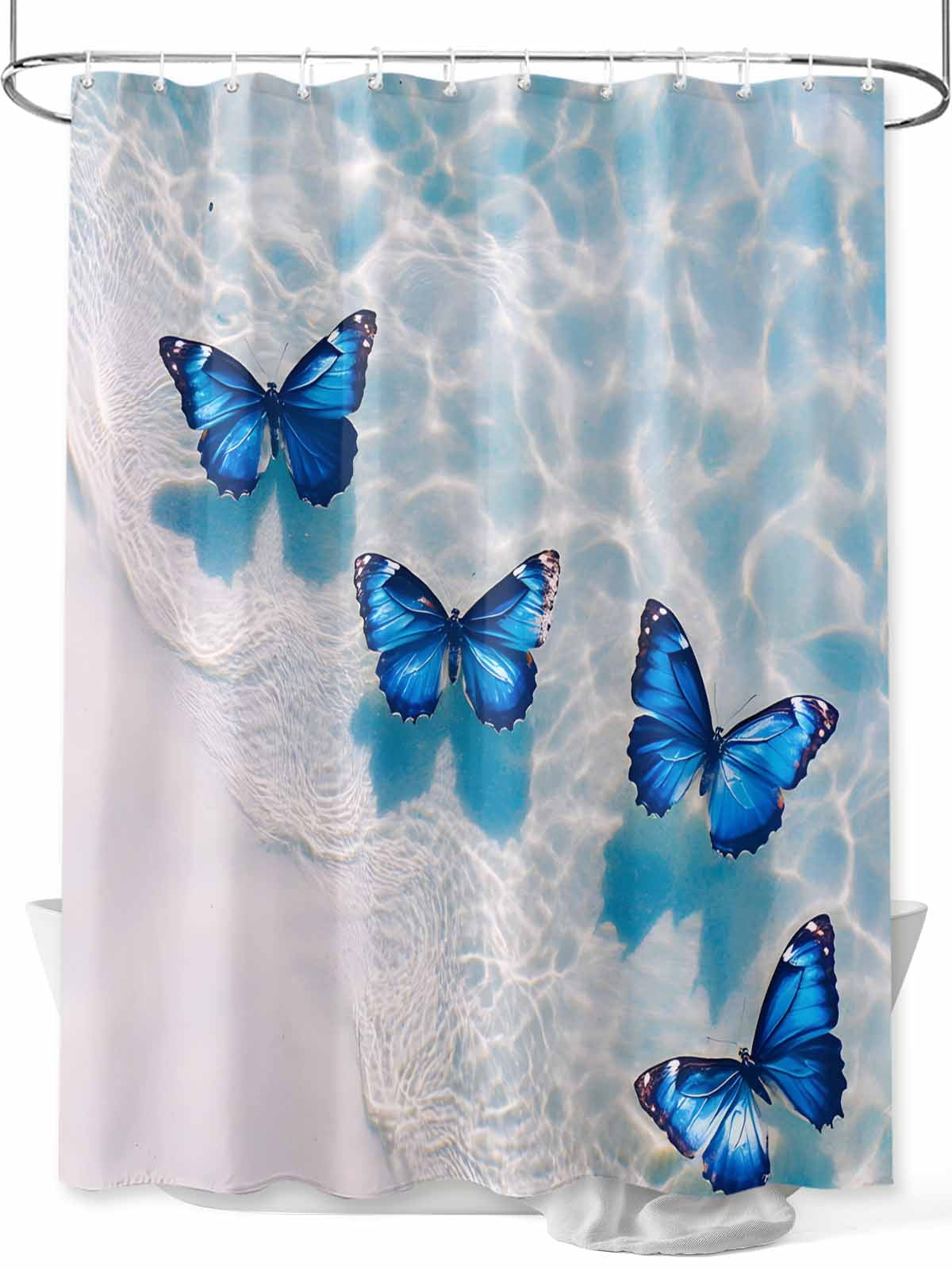 Fsddascl Blue Butterfly Coastal Shower Curtain Set - Extra Long 72" x ...
