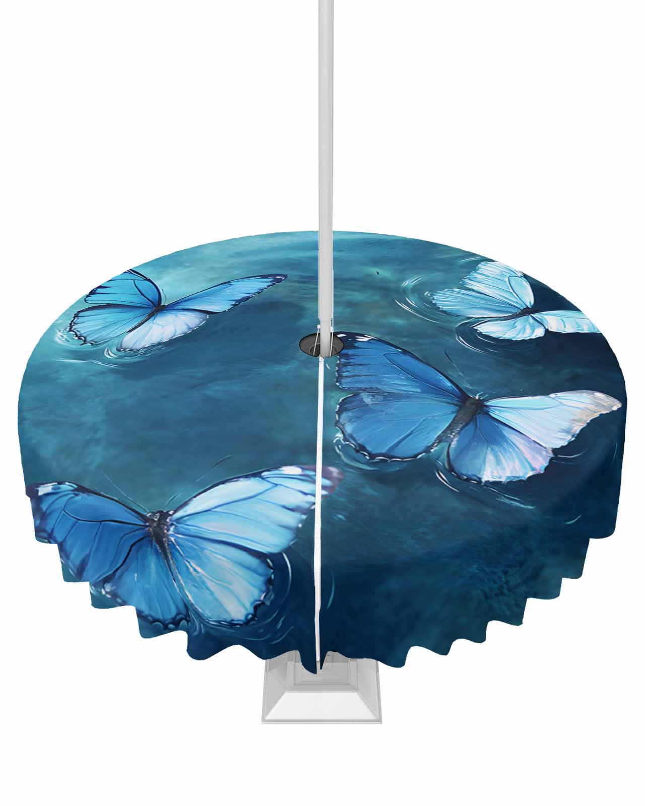 Fsddascl Blue Butterfly Outdoor Tablecloth - 54 Inch Round Dining Table Cover, Modern Elegant ...
