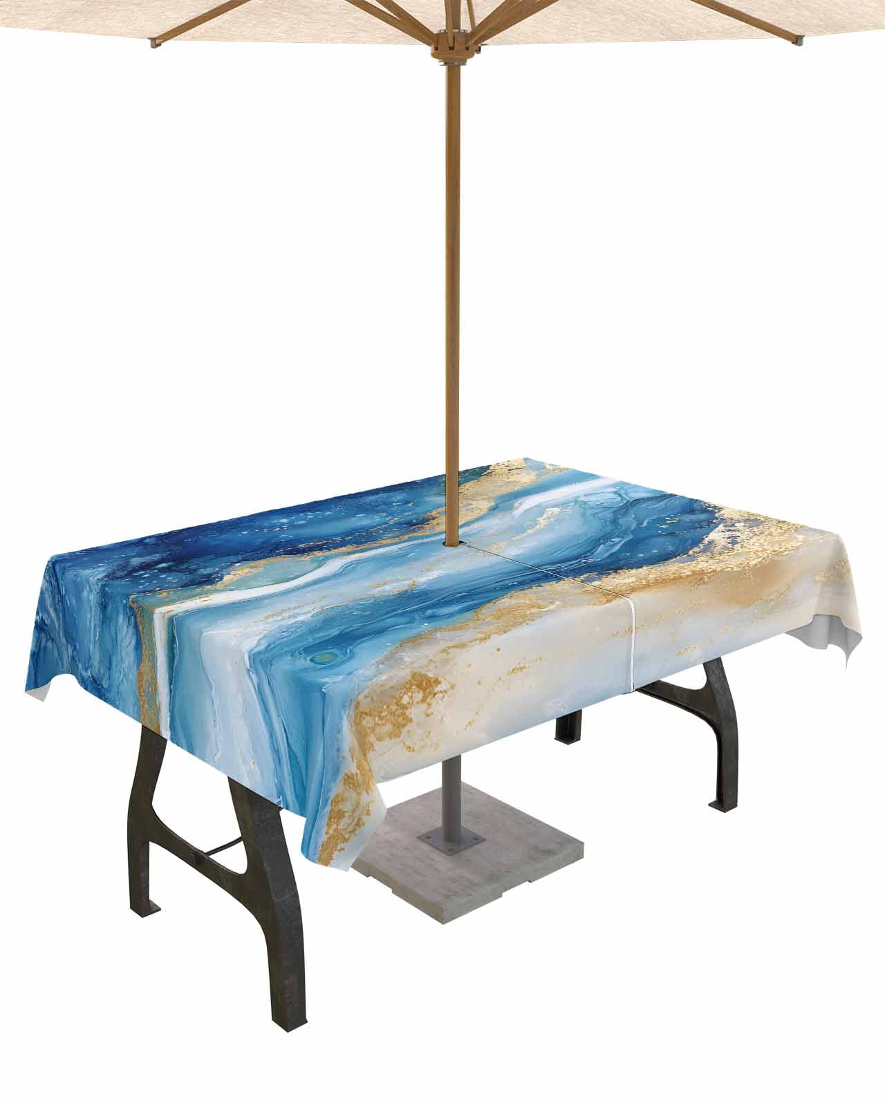 Fsddascl Blue Coastal Outdoor Tablecloth - 60x120 Inch Rectangle Dining ...