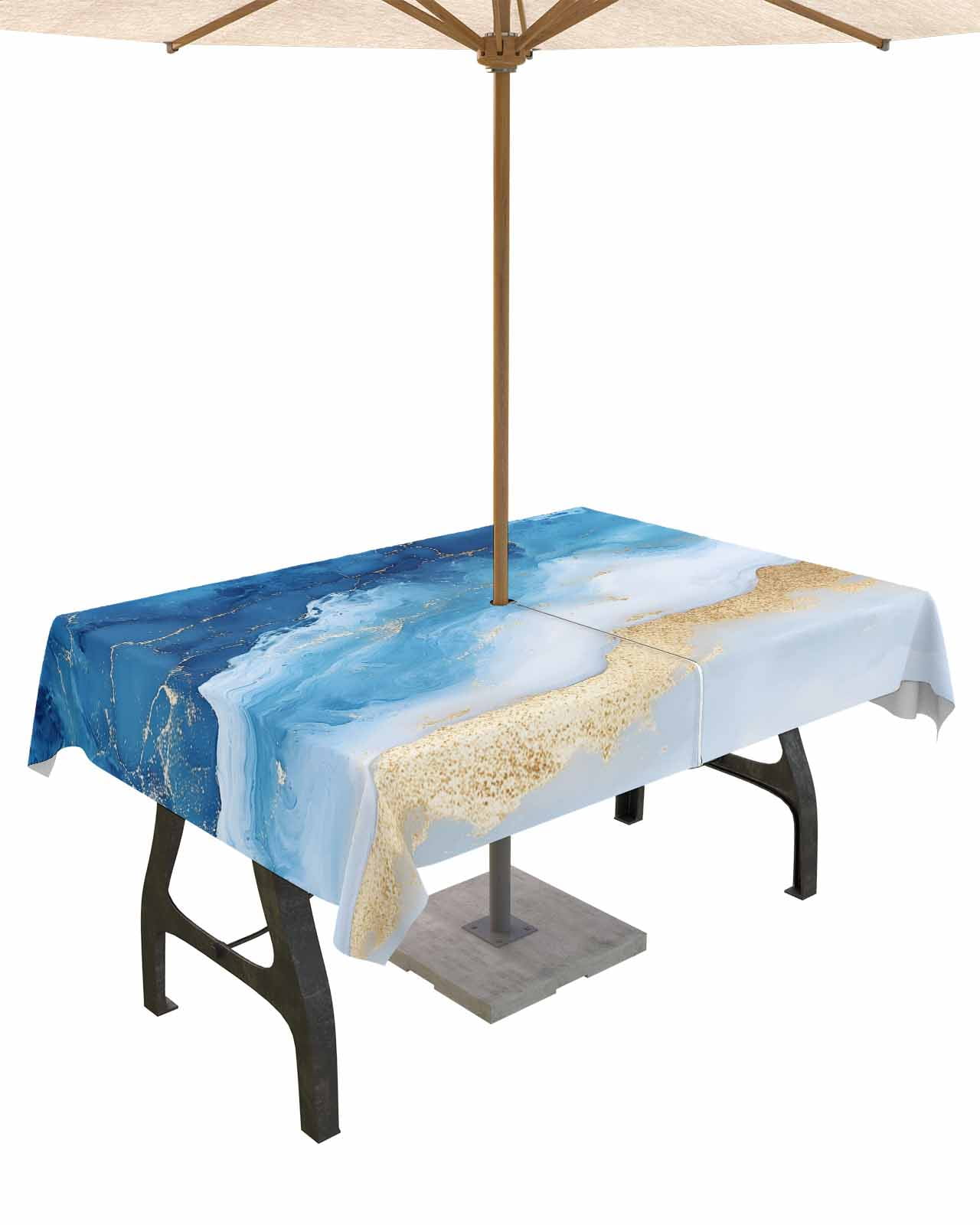 Fsddascl Blue Coastal Outdoor Tablecloth - 60x120 Inch Rectangle Dining ...