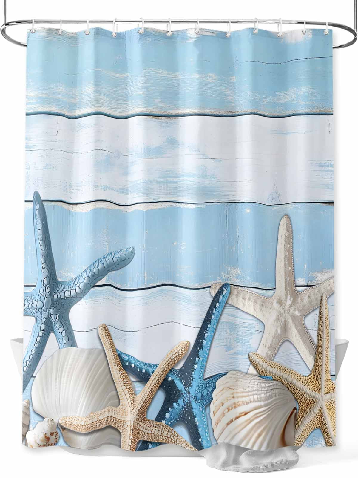 Fsddascl Blue Coastal Starfish Shower Curtain Set - 48" x 72" Washable ...