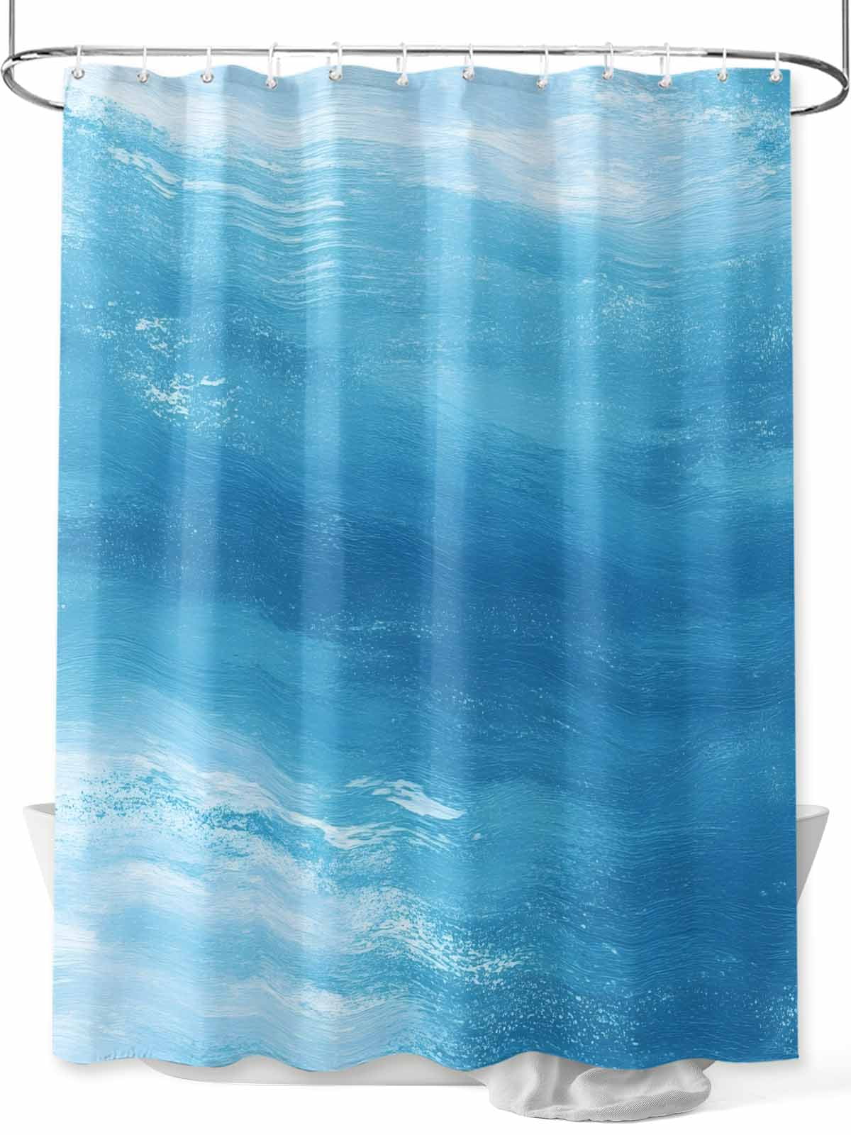 Fsddascl Blue Coastal Wave Shower Curtain Set - 48" x 72" Washable ...