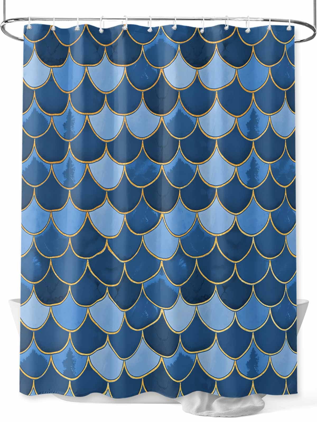 Fsddascl Blue Fish Scale Shower Curtain Set - 48" x 72" Washable ...