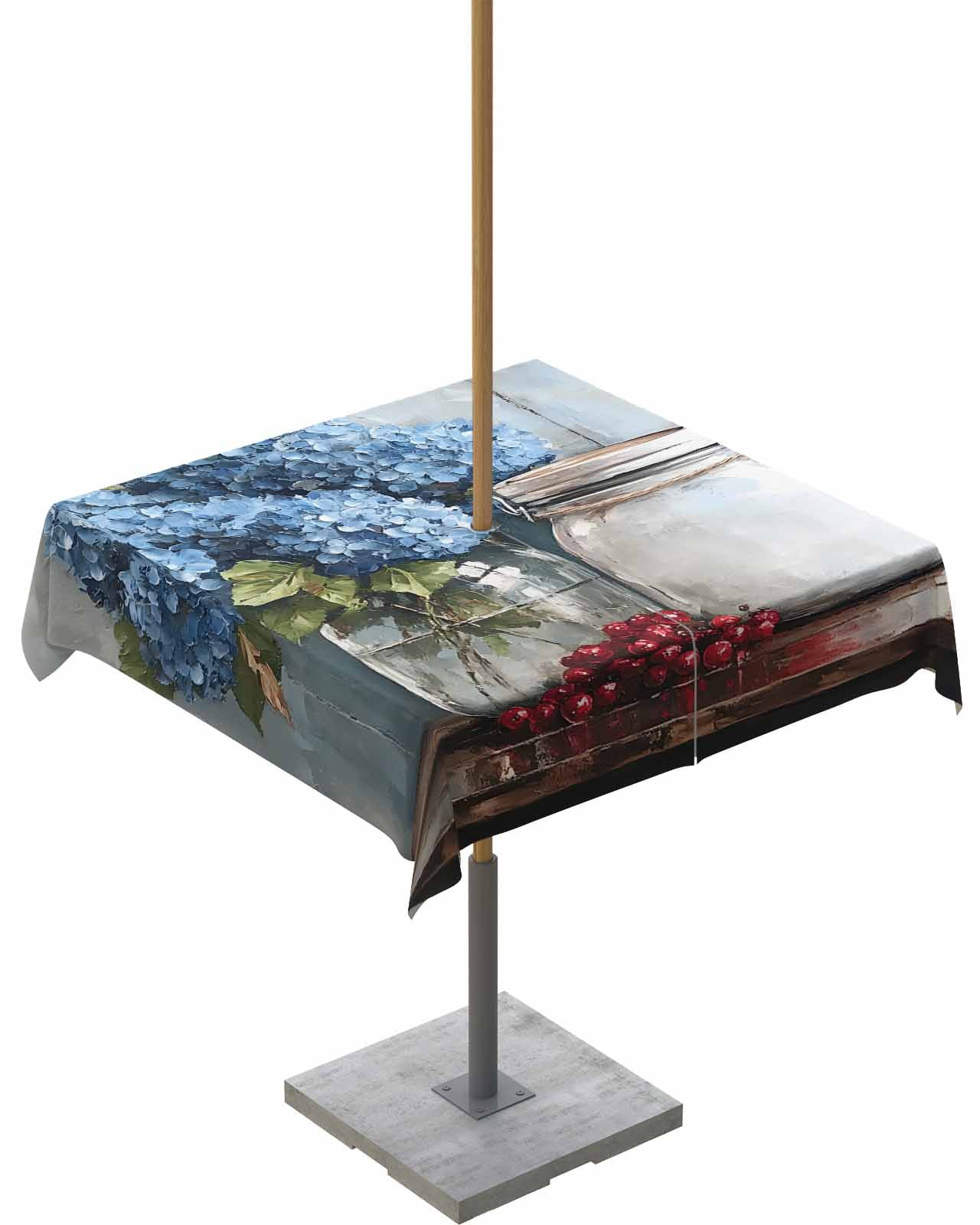 Fsddascl Blue Flower Outdoor Tablecloth - 60x60 Inch Square Dining ...