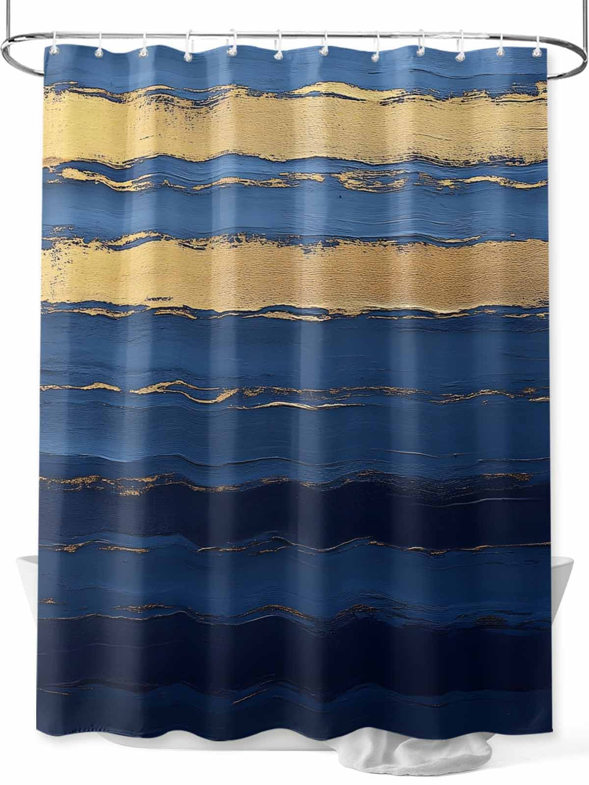Fsddascl Blue Gold Wave Shower Curtain Set - Standard 72" x 72 ...