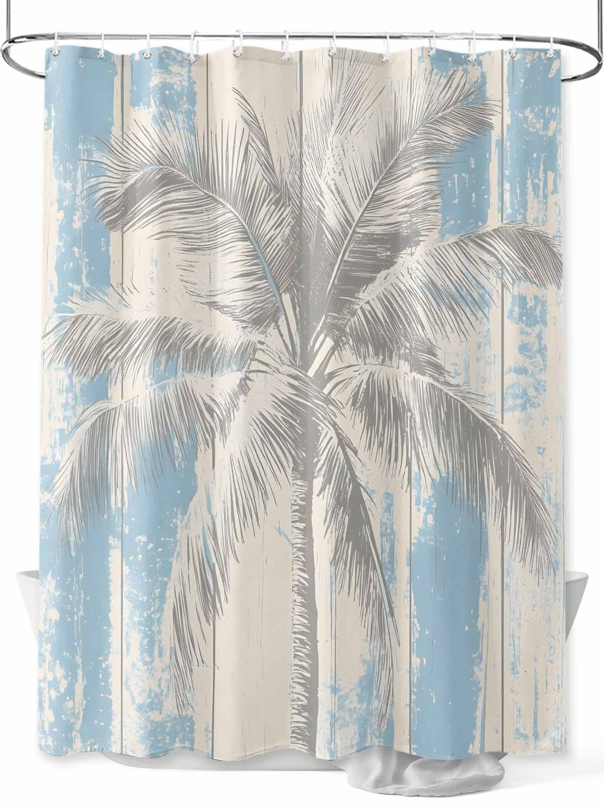 Fsddascl Blue Gray Palm Tree Shower Curtain Set - 48" x 72" Washable ...