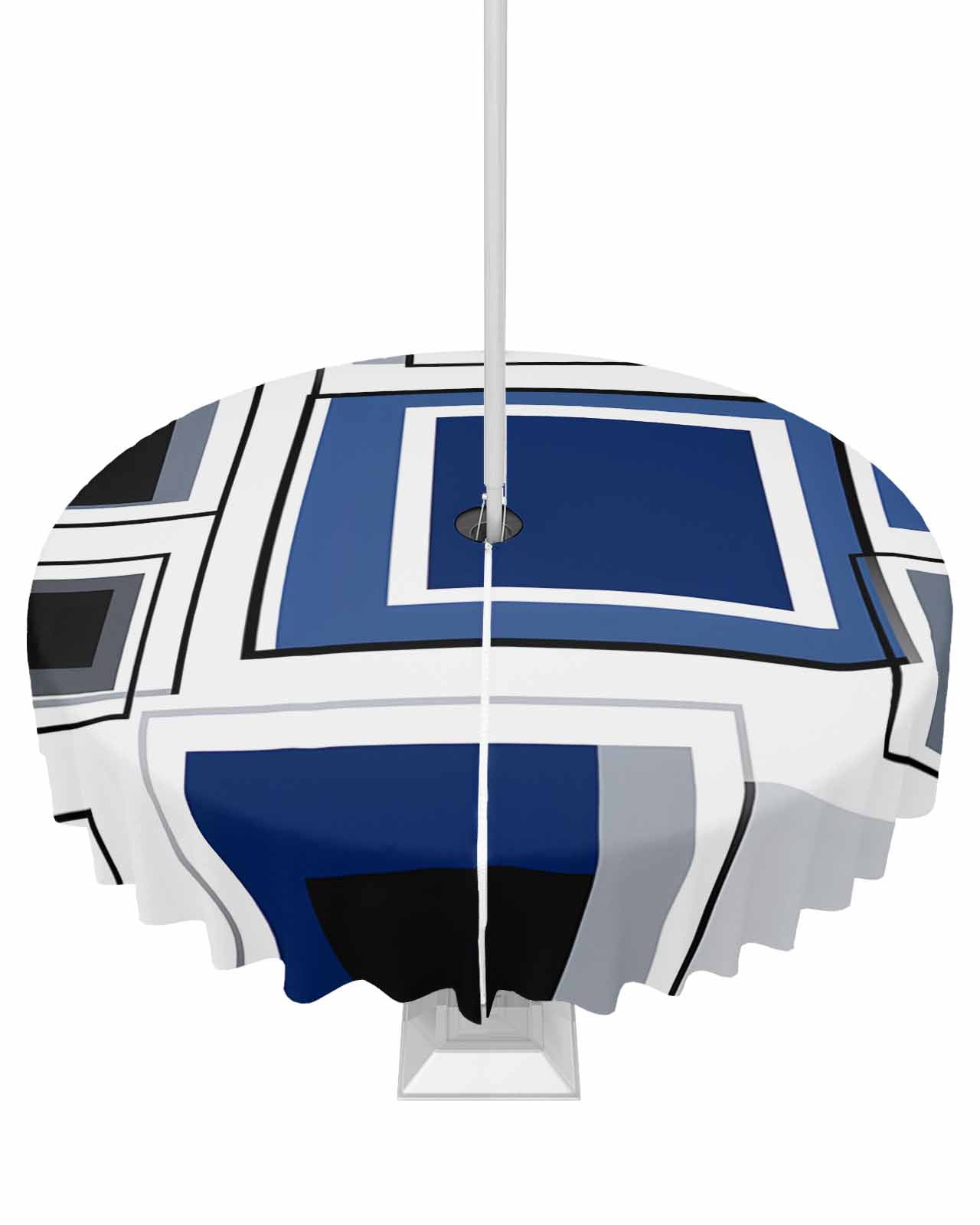 Fsddascl Blue Grey Geometric Outdoor Tablecloth - 54 Inch Round Dining ...