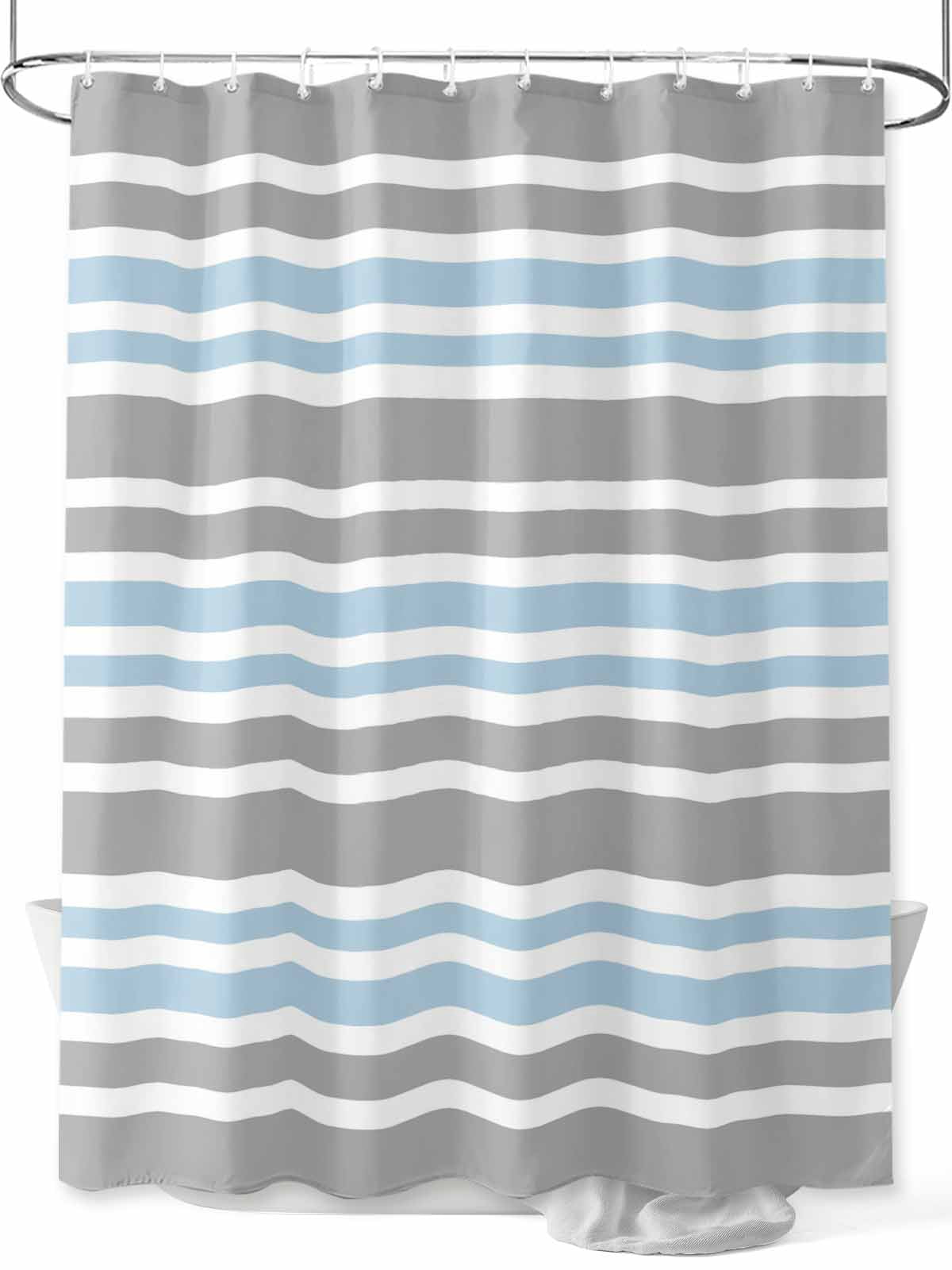 Fsddascl Blue Grey Striped Shower Curtain Set - 72" x 78" Washable ...
