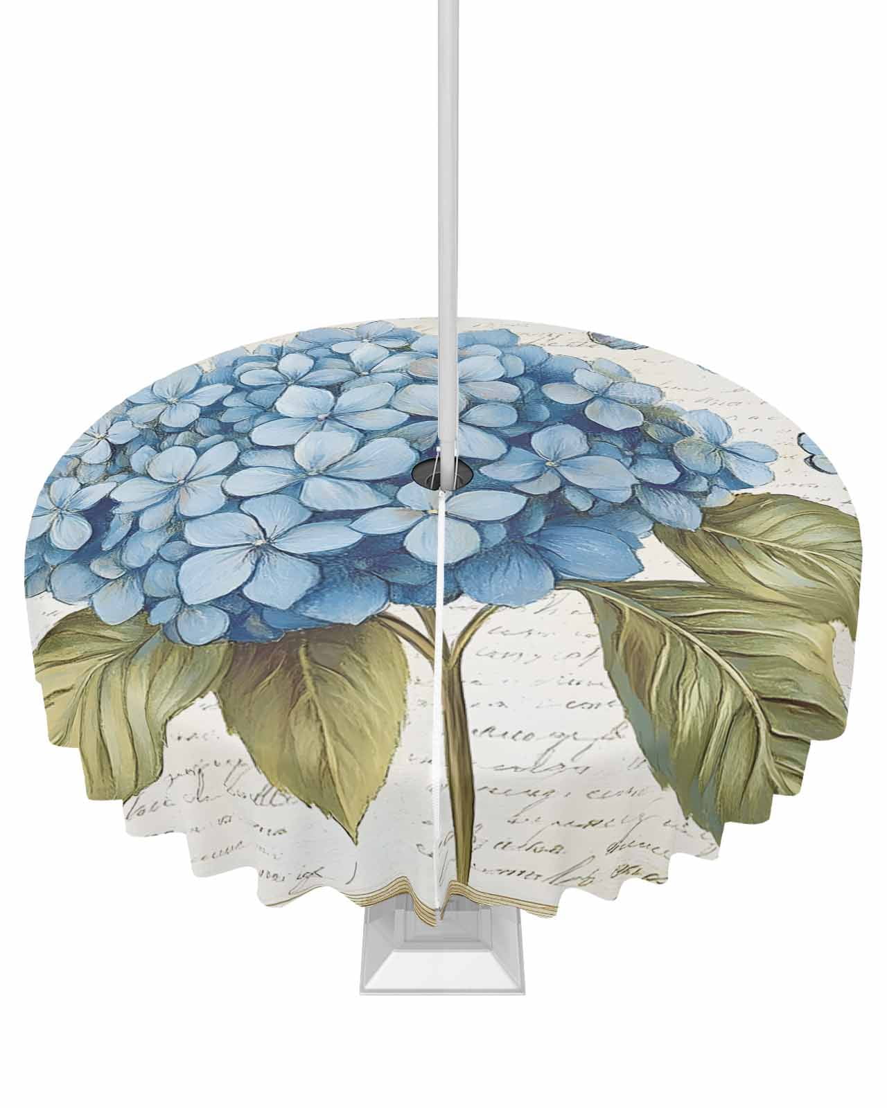 Fsddascl Blue Hydrangea Outdoor Tablecloth - 54 Inch Round Dining Table ...