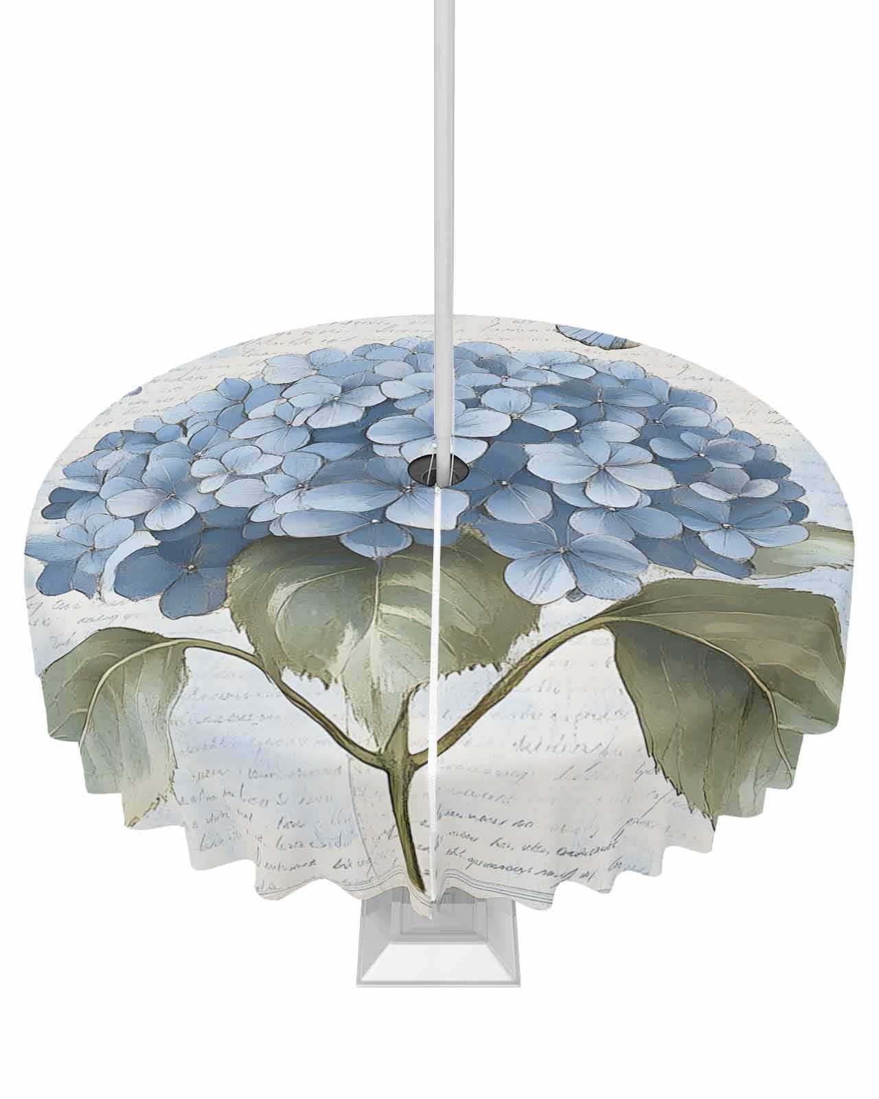 Fsddascl Blue Hydrangea Retro Outdoor Tablecloth - 54 Inch Round Dining ...