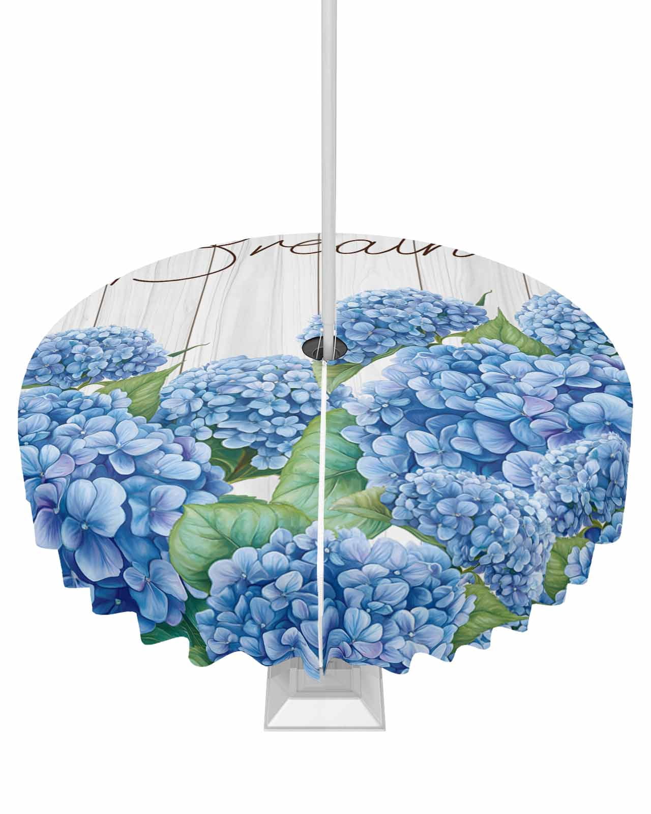 Fsddascl Blue Hydrangeas Floral Outdoor Tablecloth - 60 Inch Round ...