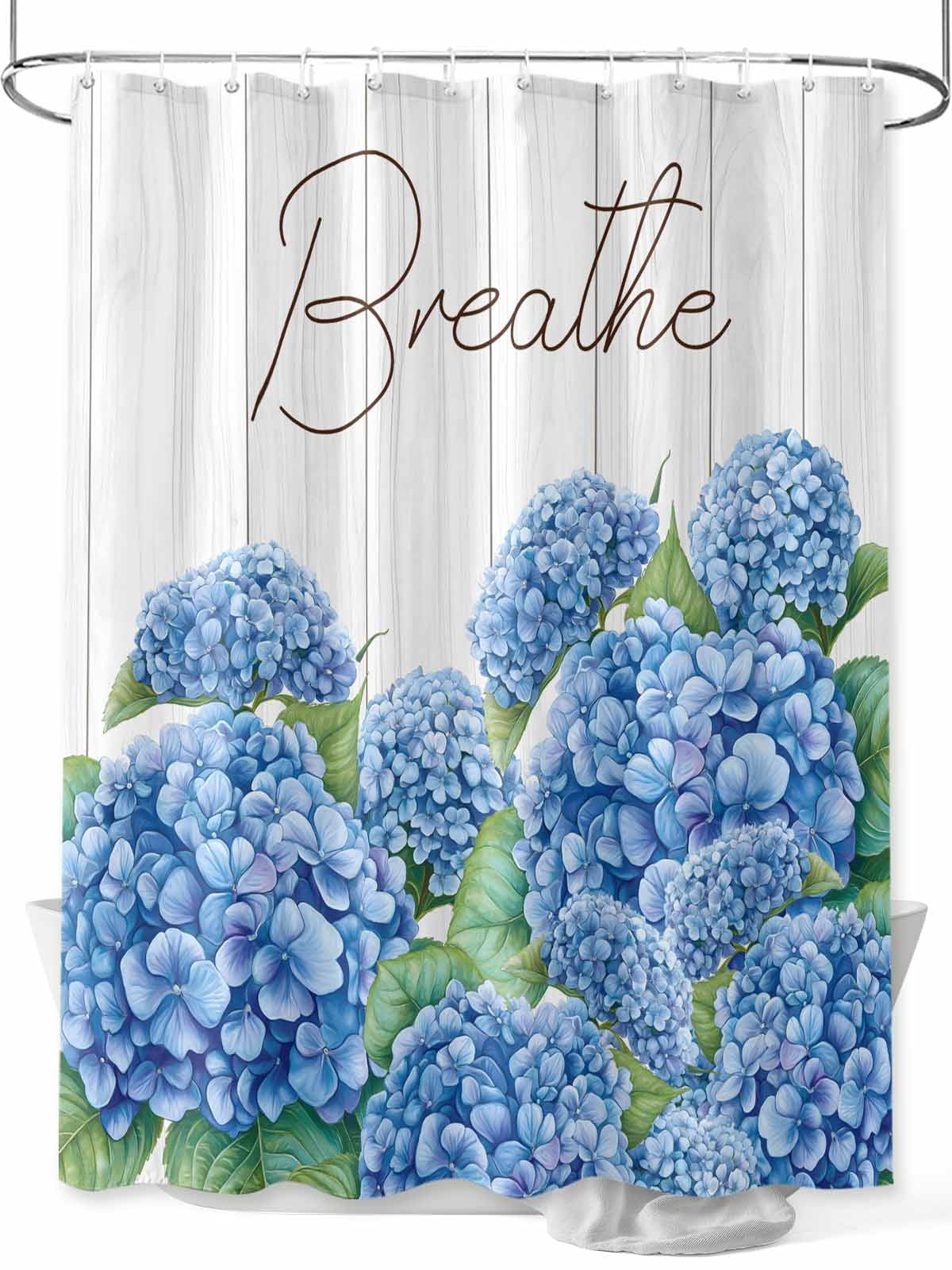 Fsddascl Blue Hydrangeas Floral Shower Curtain Set - Extra Long 72" x ...