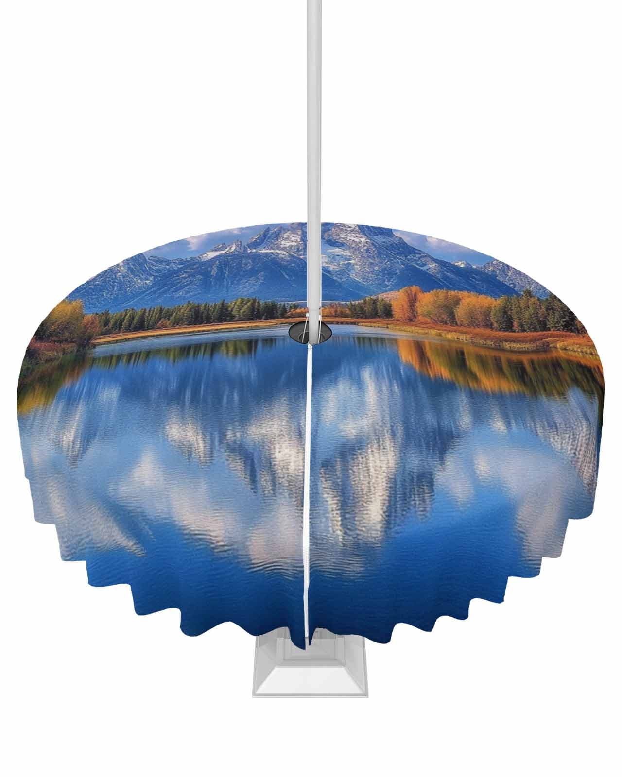 Fsddascl Blue Mountain Outdoor Tablecloth - 54 Inch Round Dining Table ...