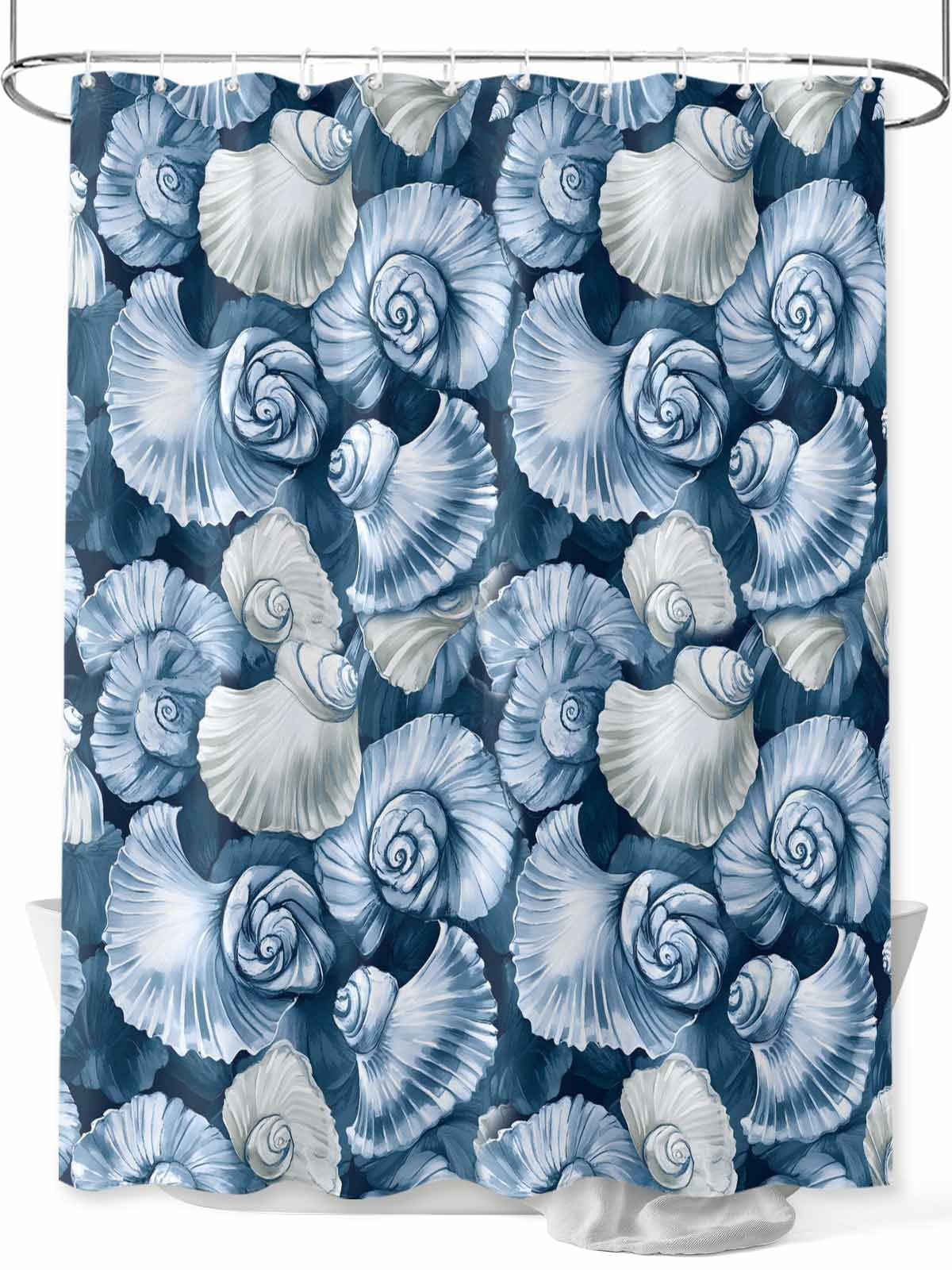 Fsddascl Blue Ocean Conch Shower Curtain Set - Small 36" x 72" Washable Bathtub Curtain with 12 ...
