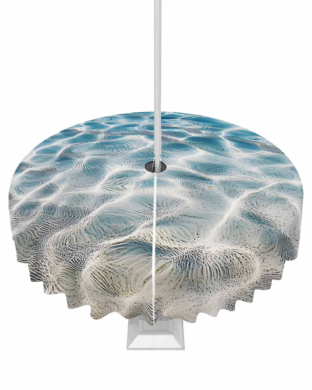 Fsddascl Blue Ocean Outdoor Tablecloth - 60 Inch Round Dining Table ...