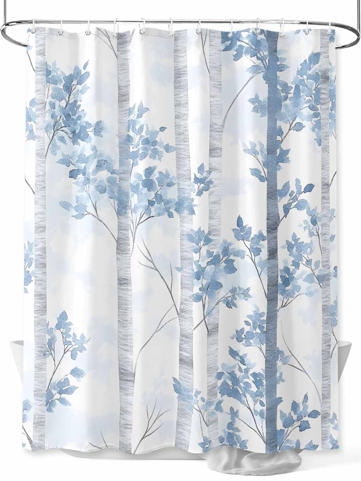 Fsddascl Blue Ombre Leaves Shower Curtain Set - Long 72" x 84" Washable ...