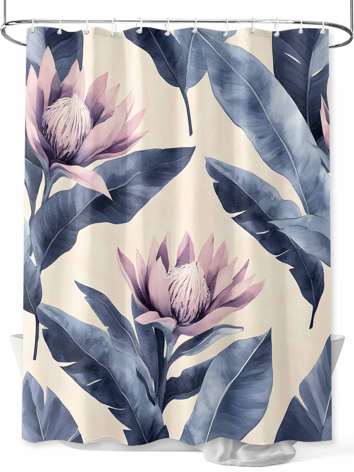 Fsddascl Blue Pink Purple Floral Shower Curtain Set - 36" x 78 ...