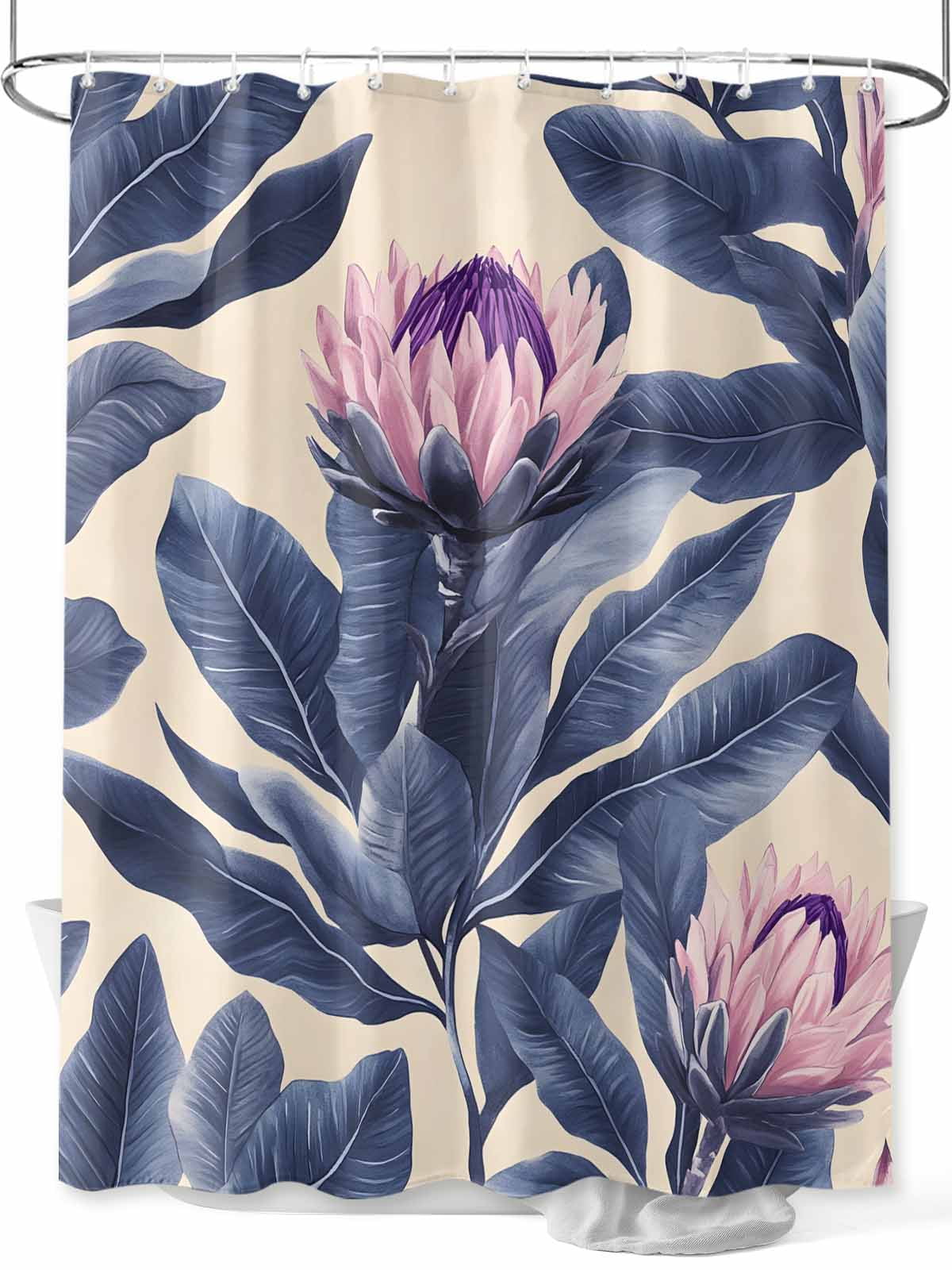 Fsddascl Blue Pink Purple Floral Shower Curtain Set - 60" x 72 ...