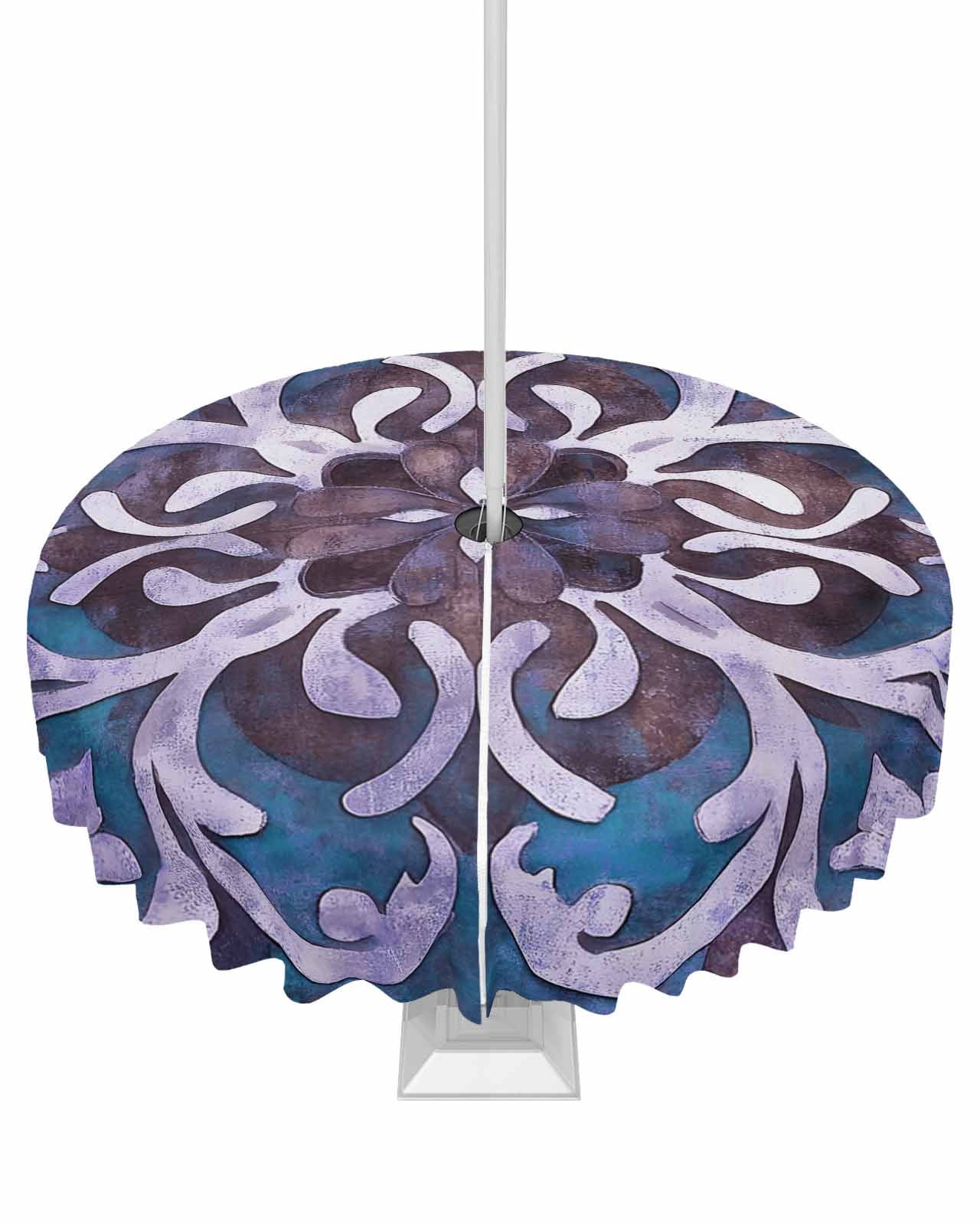 Fsddascl Blue Purple Ethnic Outdoor Tablecloth - 54 Inch Round Dining ...