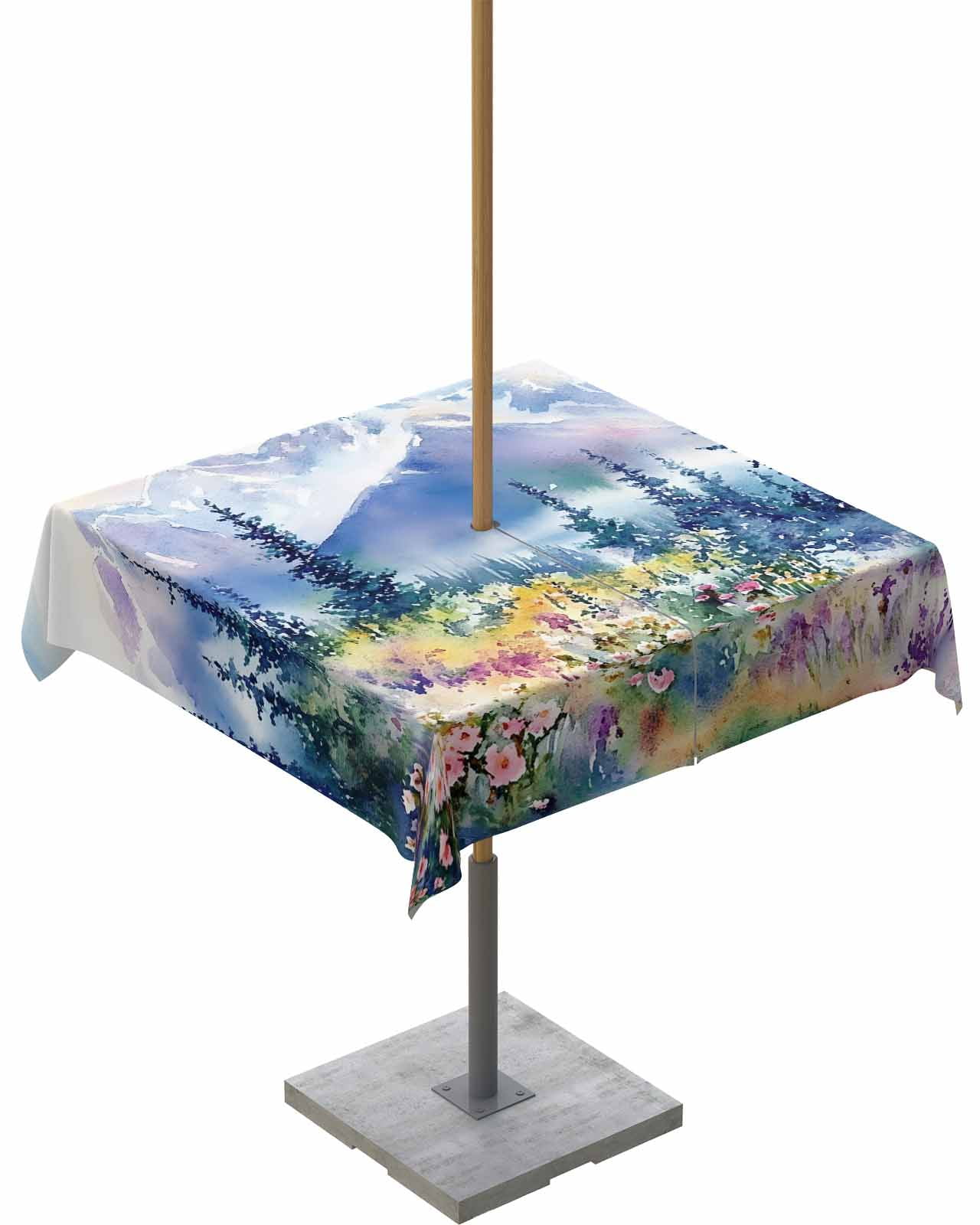 Fsddascl Blue Purple Mountains Outdoor Tablecloth - 60x60 Inch Square ...