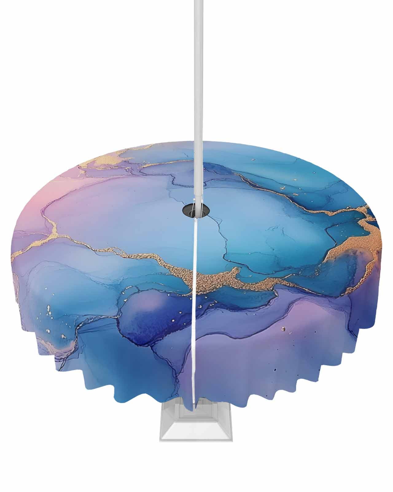 Fsddascl Blue Purple Pink Marble Outdoor Tablecloth - 54 Inch Round ...
