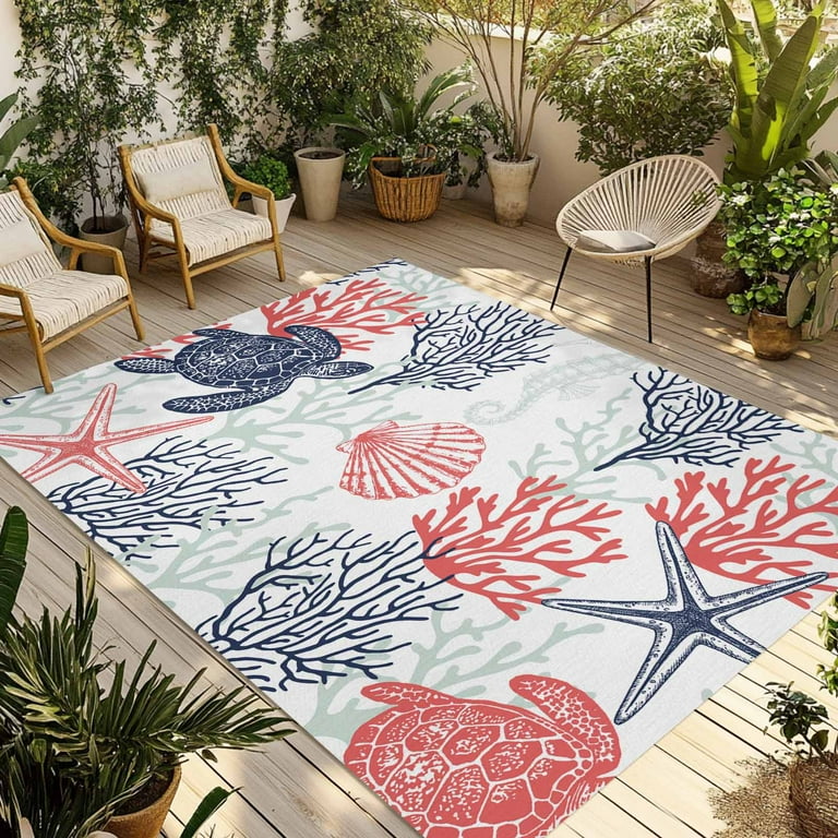 coral pattern rug