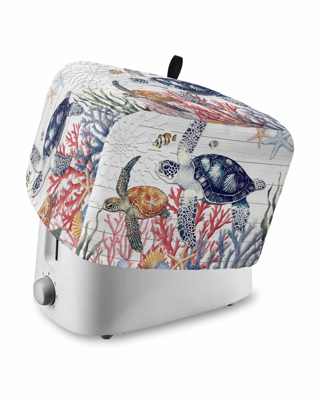 Fsddascl Blue Sea Turtle Coastal Toaster Cover 4 Slice, Large Kitchen ...