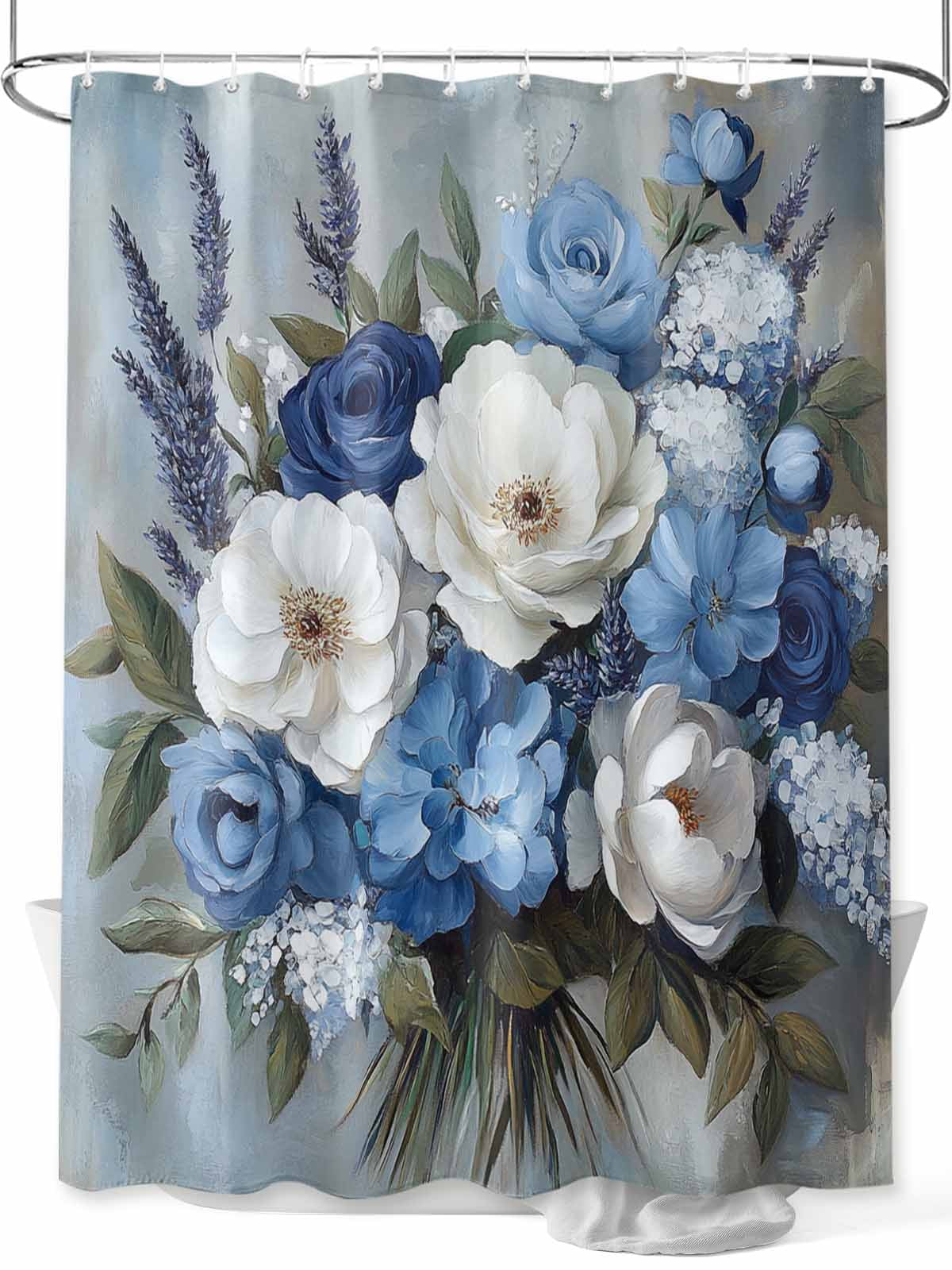 Fsddascl Blue Spring Floral Shower Curtain Set - 60" x 72" Washable ...