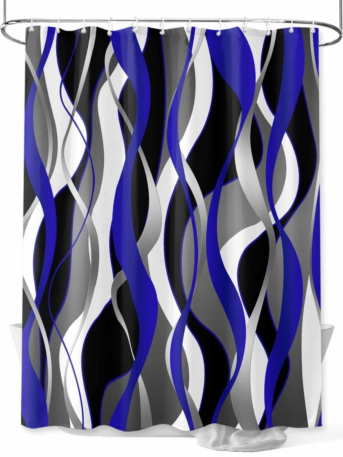 Fsddascl Blue Stripe Shower Curtain Set - Extra Long 72" x 96" Bathtub Curtain with 12 Hooks ...