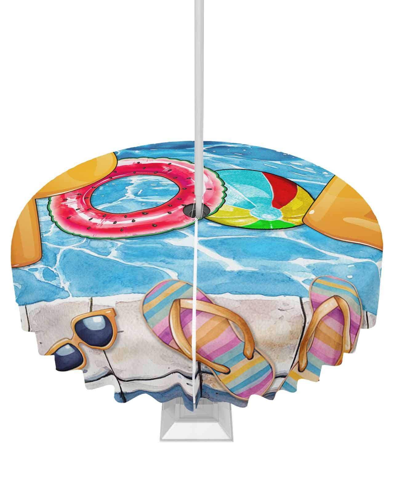 Fsddascl Blue Summer Pool Outdoor Tablecloth - 60 Inch Round Dining ...