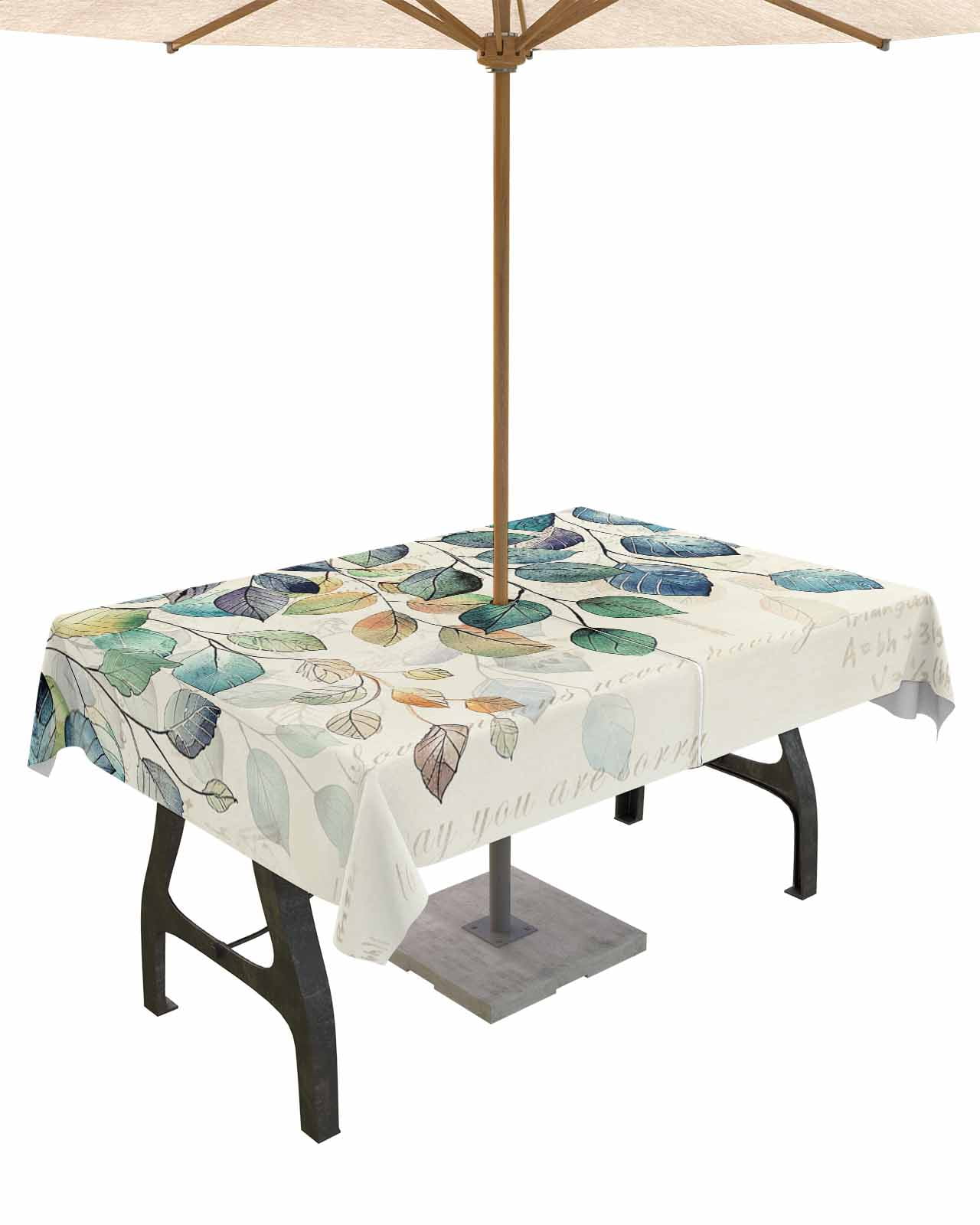 Fsddascl Blue Teal Botanical Outdoor Tablecloth - 60x102 Inch Rectangle ...