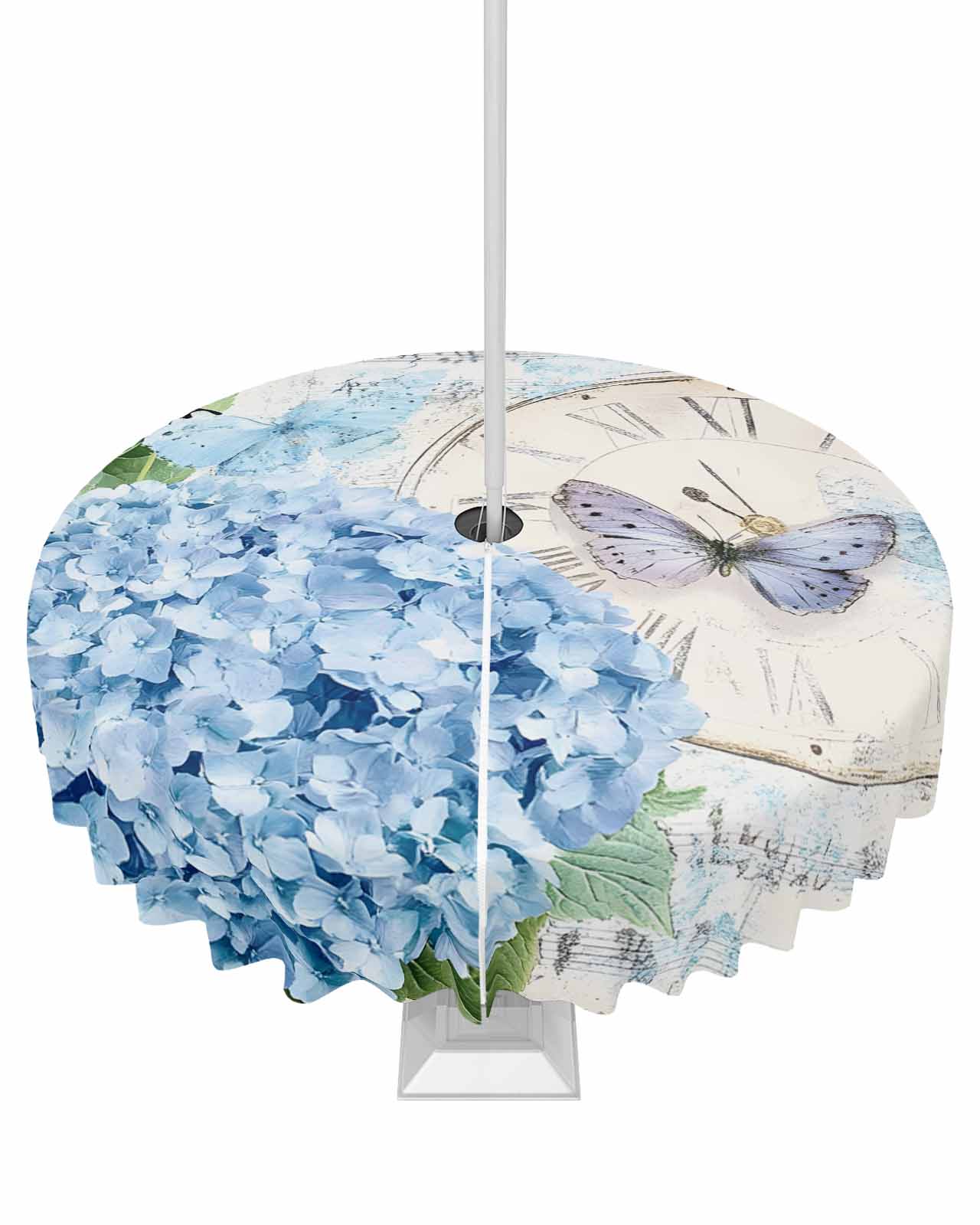 Fsddascl Blue Vintage Hydrangea Outdoor Tablecloth - 54 Inch Round ...