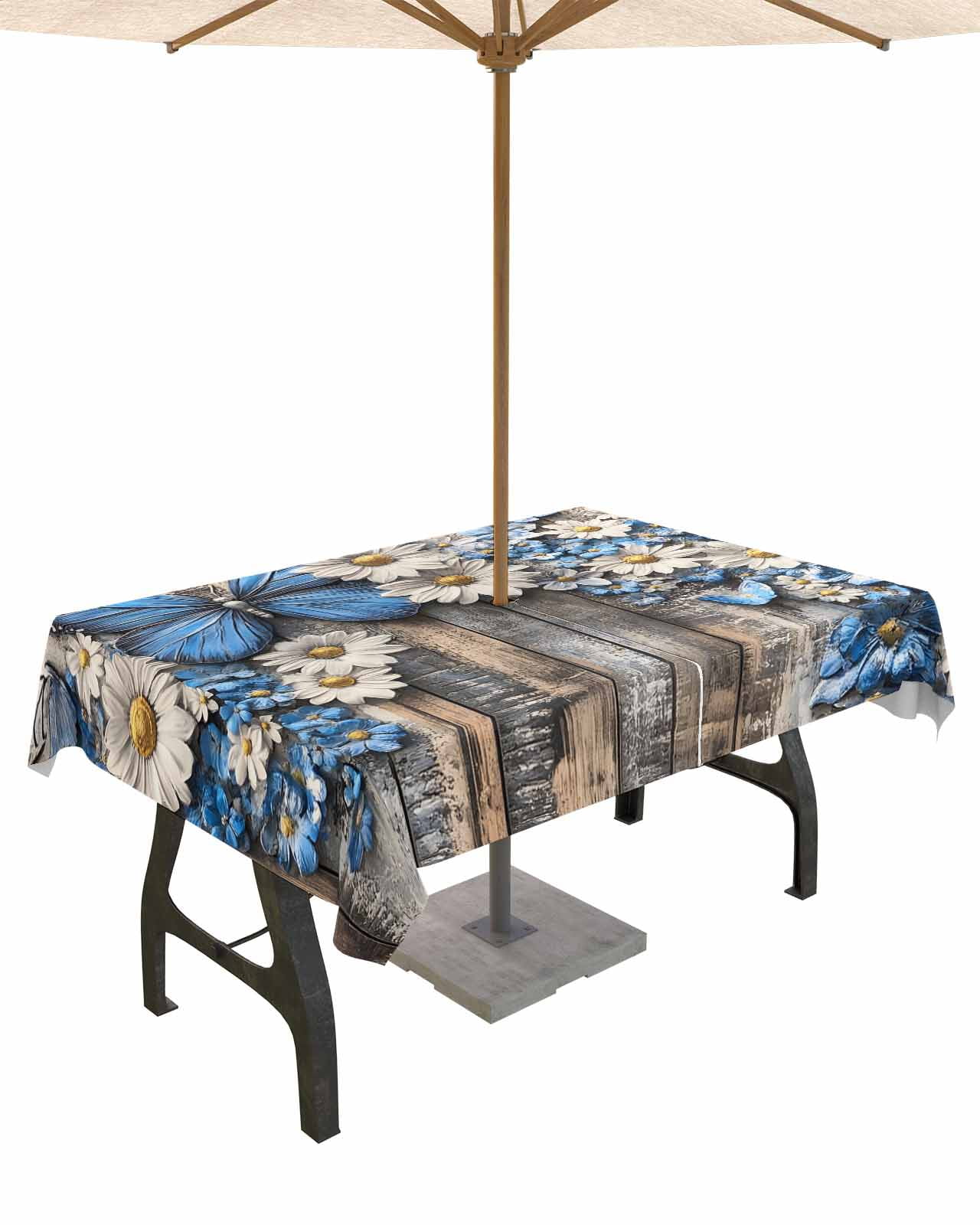 Fsddascl Blue White Daisy Outdoor Tablecloth - 54x80 Inch Rectangle ...