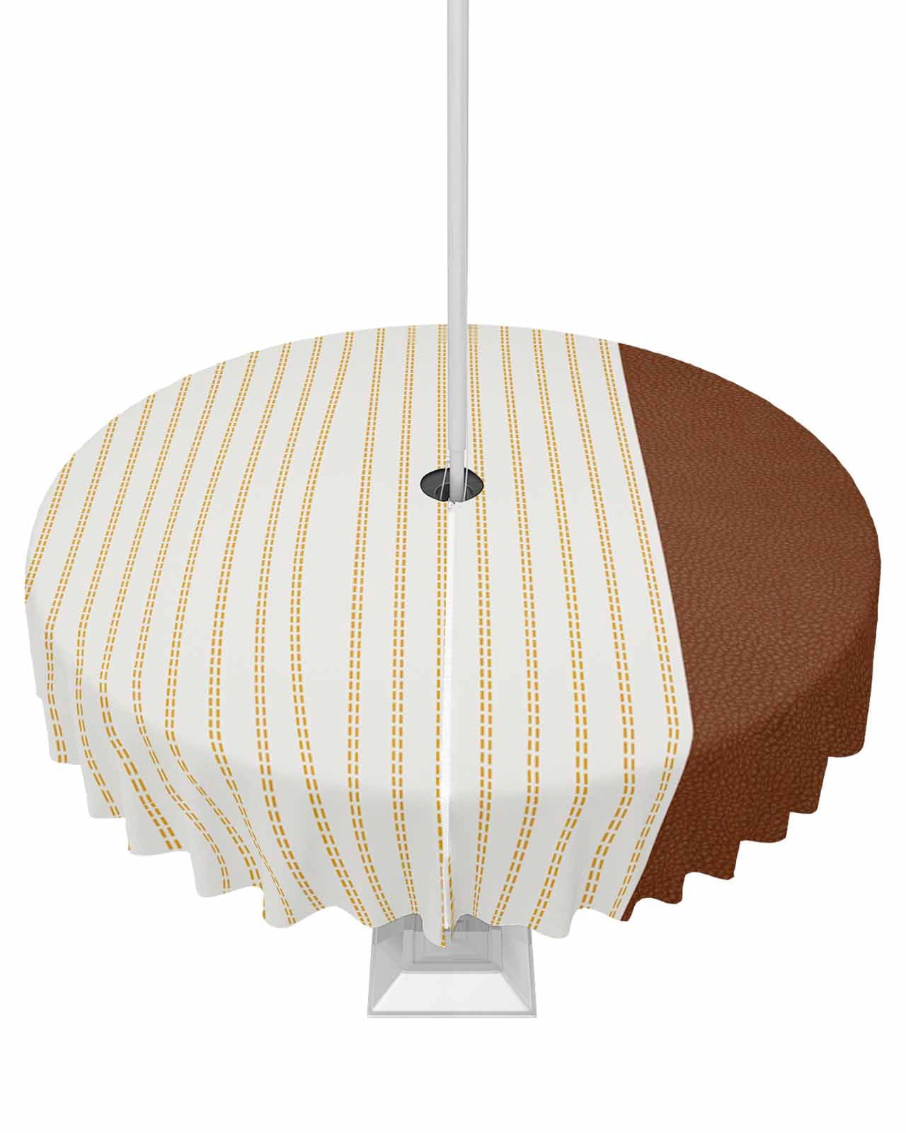 Fsddascl Boho Brown Leather Texture Outdoor Tablecloth - 54 Inch Round ...