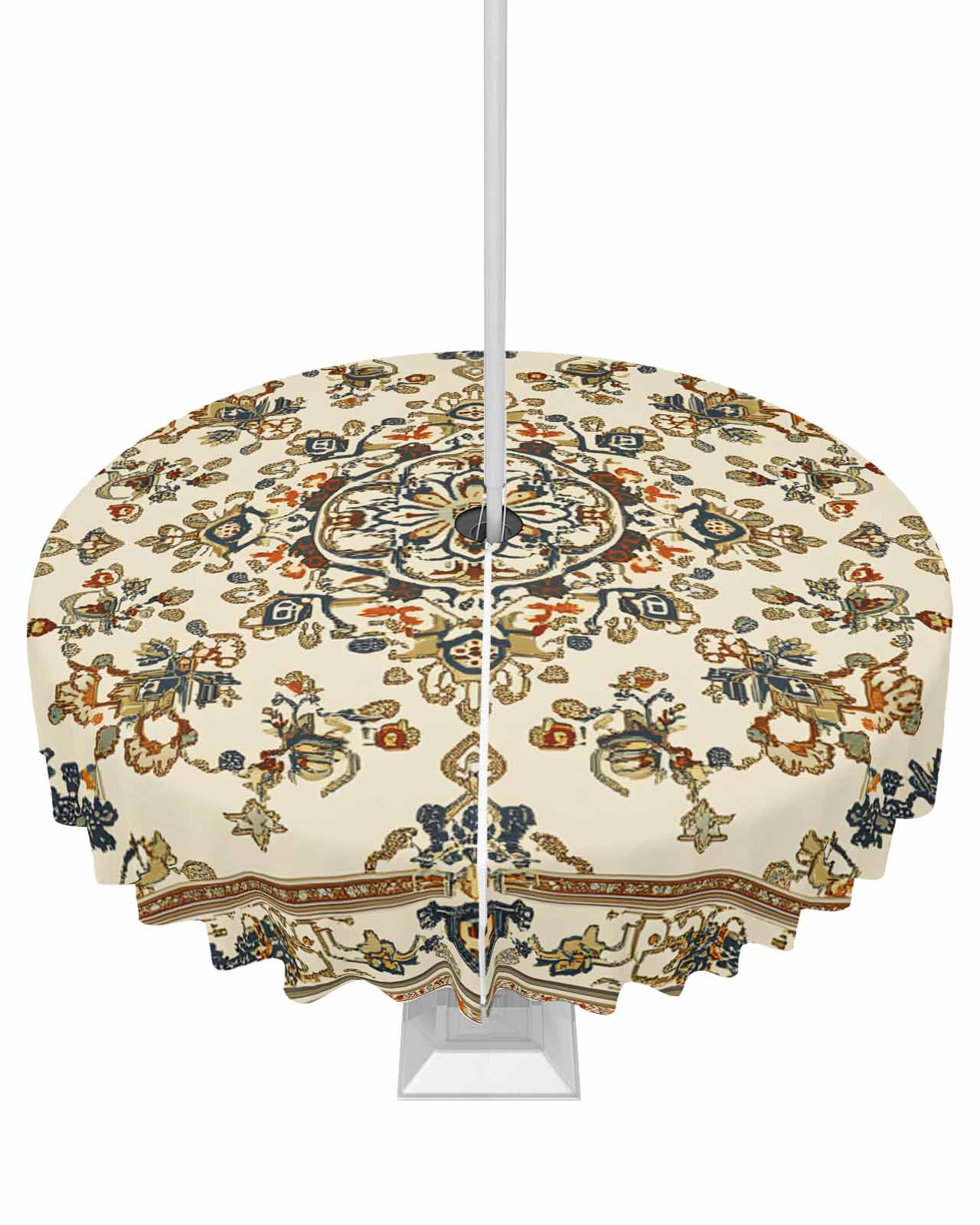 Fsddascl Boho Floral Outdoor Tablecloth - 54 Inch Round Dining Table ...