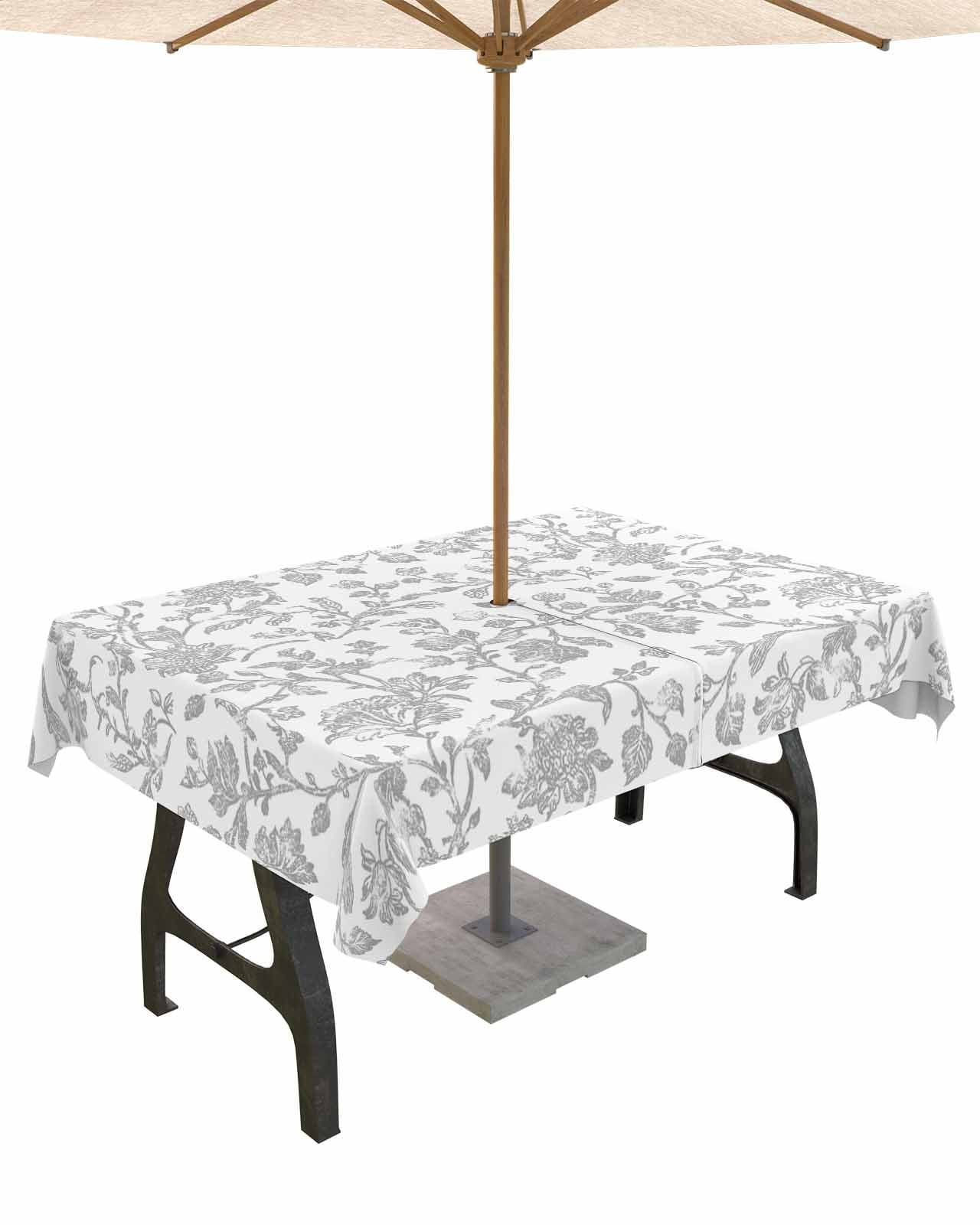 Fsddascl Boho Gray Flower Outdoor Tablecloth - 60x120 Inch Rectangle ...