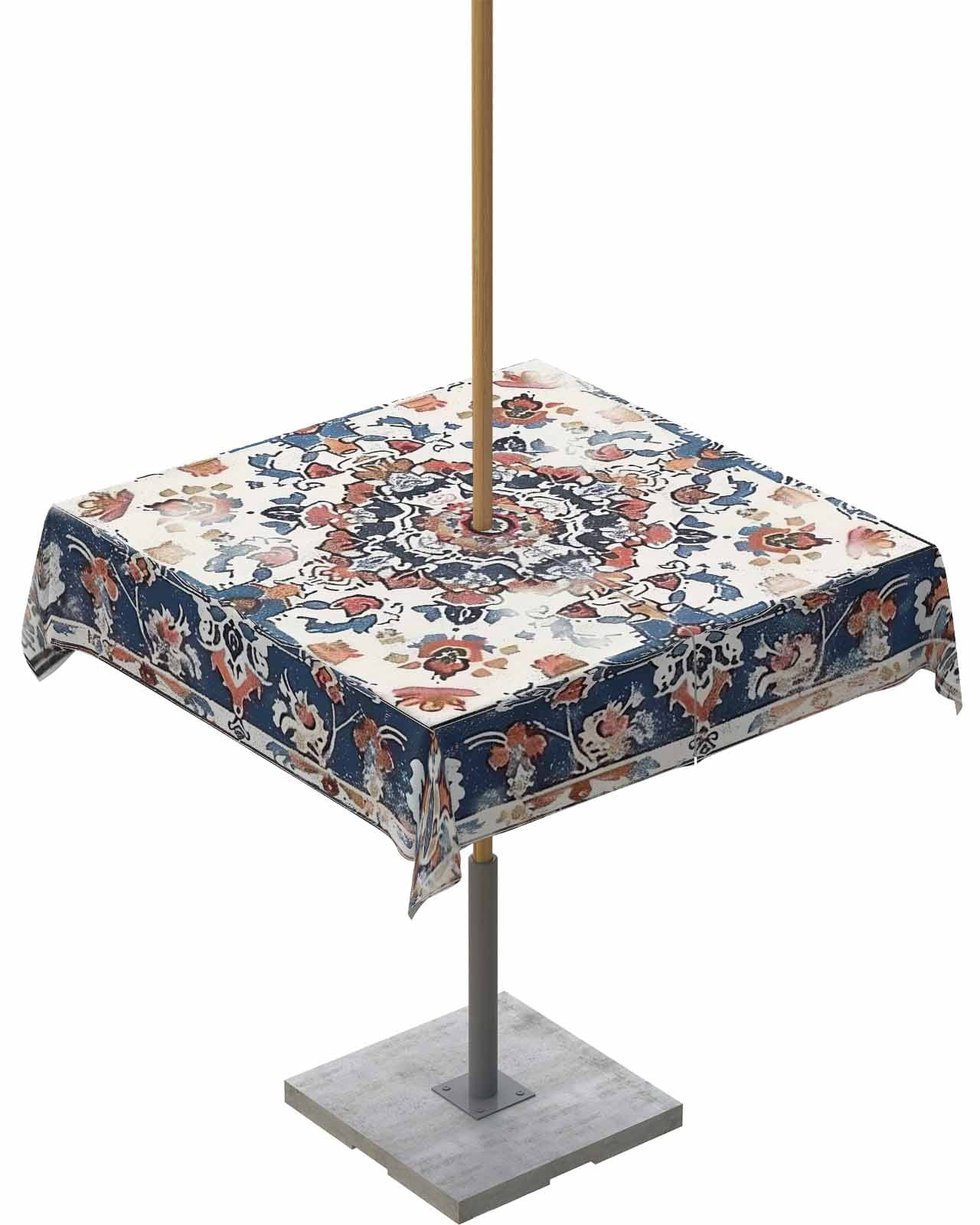 Fsddascl Boho Navy Blue Red Outdoor Tablecloth - 60x60 Inch Square ...