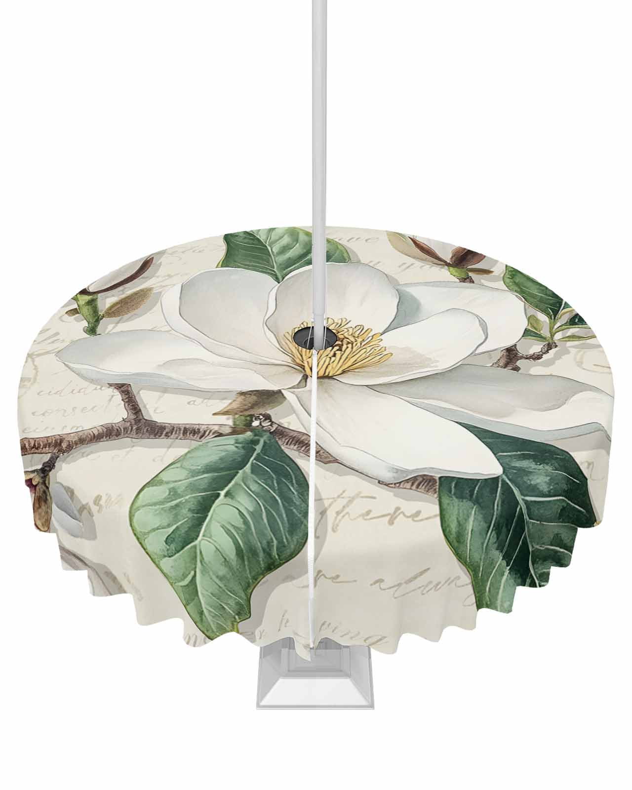 Fsddascl Botanical Floral Outdoor Tablecloth - 54 Inch Round Dining ...