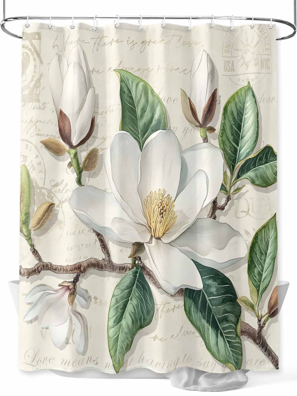 Fsddascl Botanical Floral Shower Curtain Set - Extra Long 72" x 96" Washable Bathtub Curtain ...