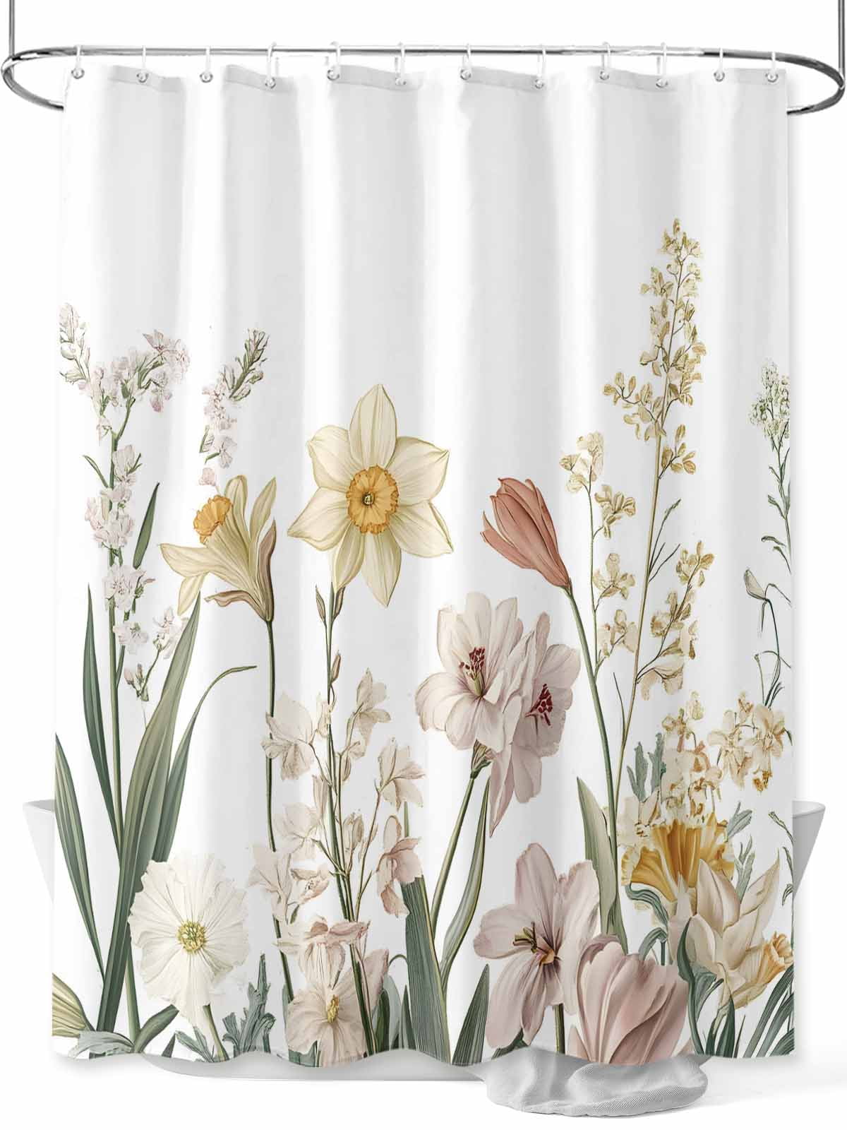 Fsddascl Botanical Floral Spring Shower Curtain Set - 48" x 72 ...
