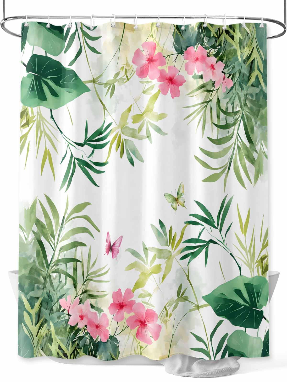 Fsddascl Botanical Flowers Shower Curtain Set - 48" x 72" Washable ...