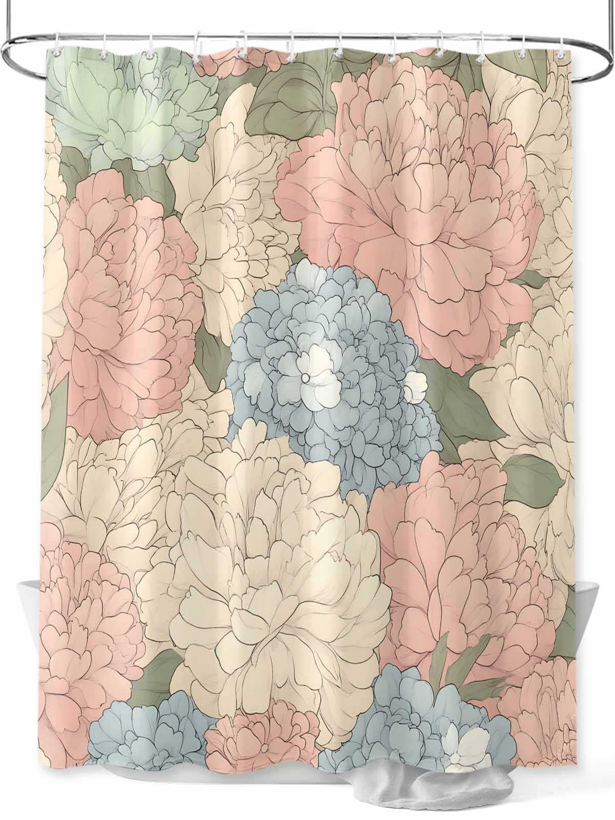 Fsddascl Botanical Flowers Shower Curtain Set - Extra Long 72" x 96 ...